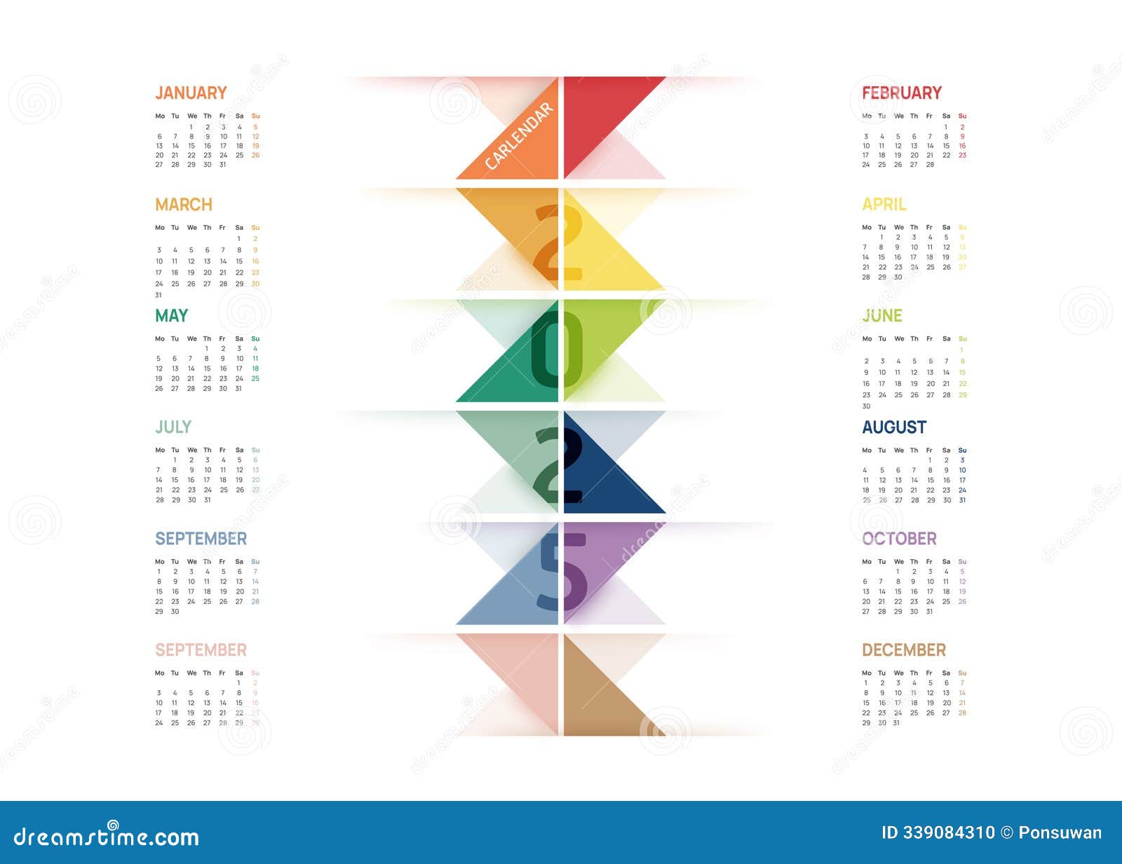 Calendar 2025 Week Start Monday Corporate Design Template Vector Stock ...