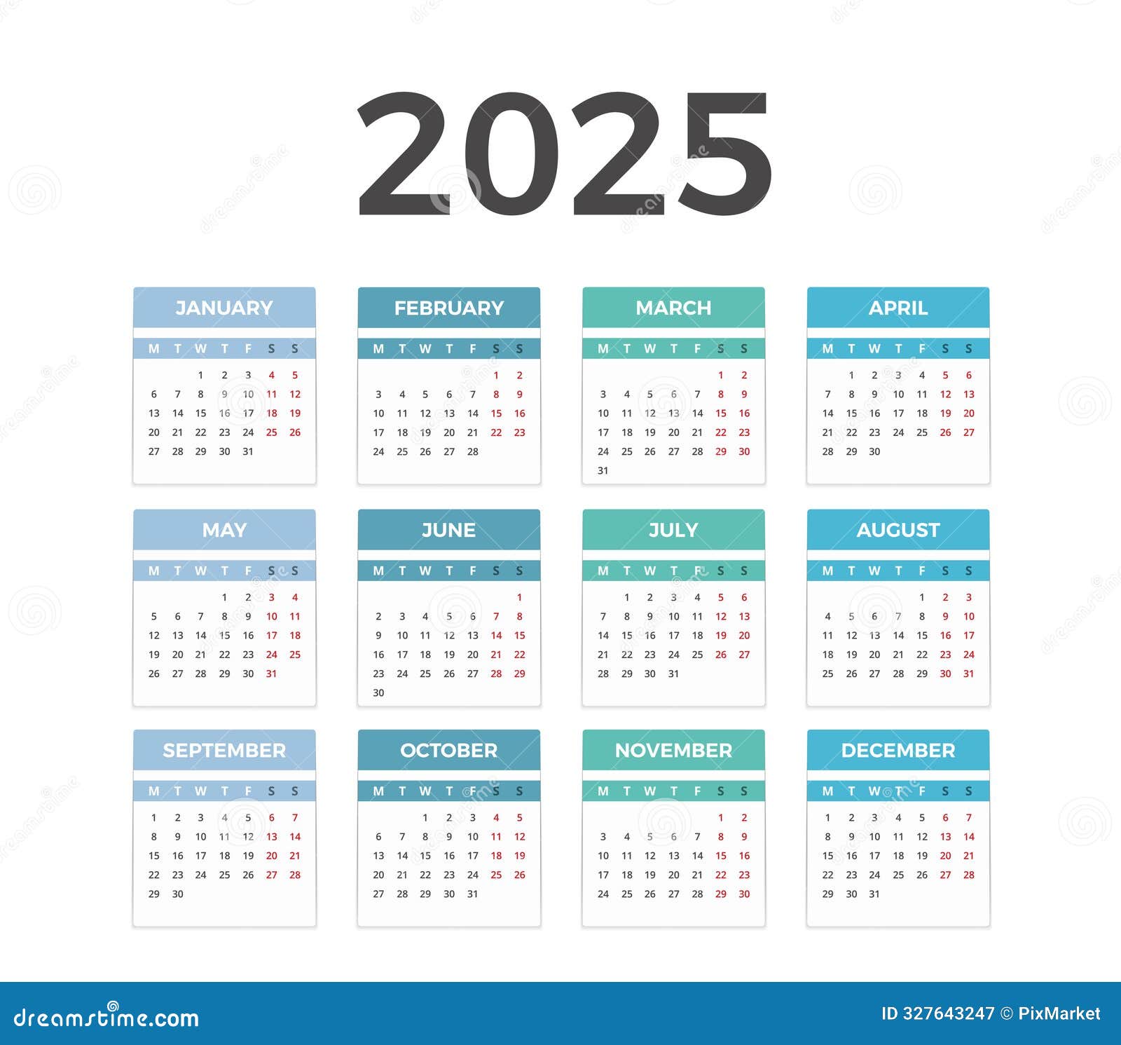 2025 Calendar stock vector. Illustration of flat, timetable - 327643247