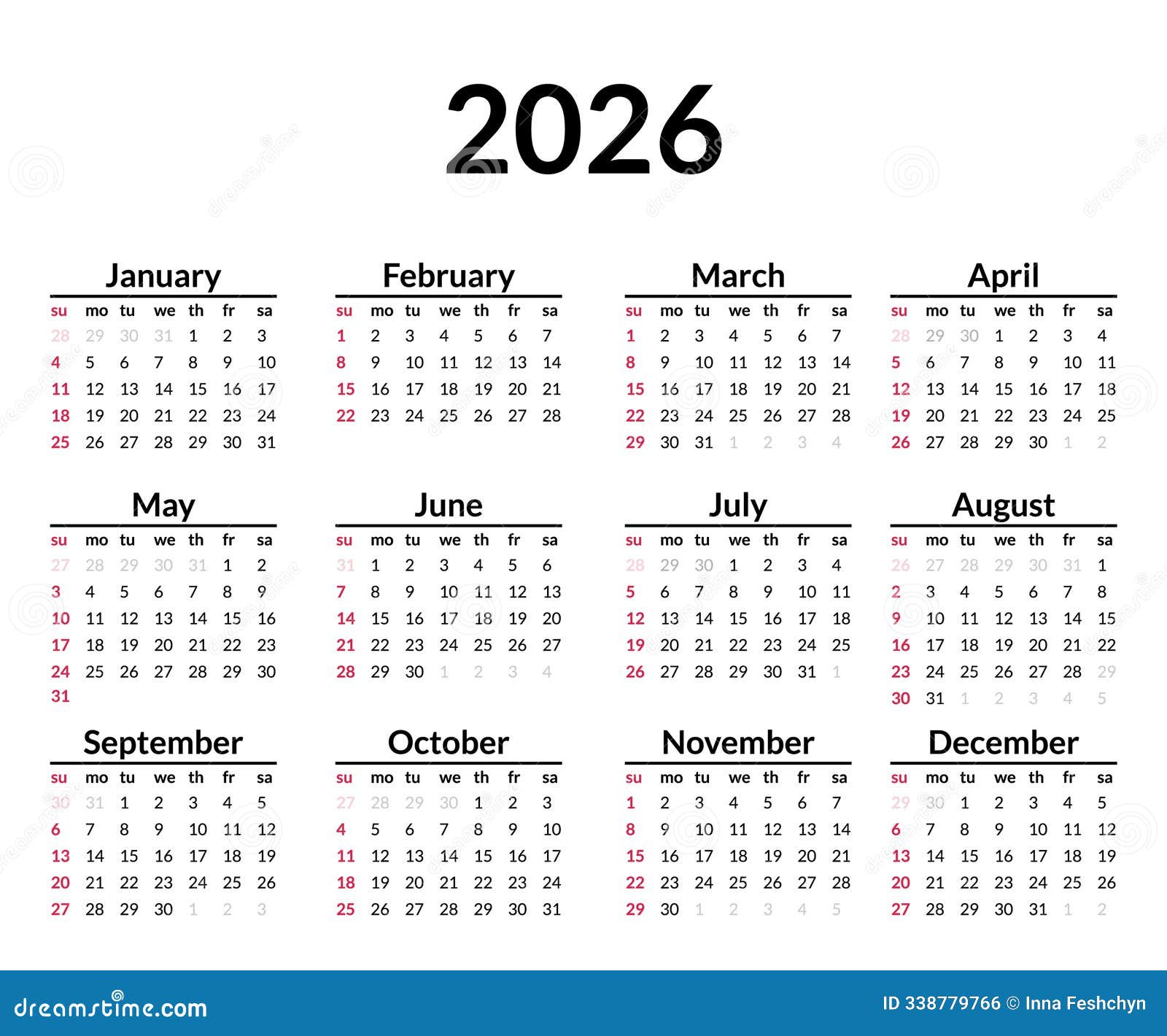 Calendar 2026 Template Vector, Simple Minimal Design, Planner 2026 Year ... Calendar 2026 Template Vector, Simple Minimal Design, Planner 2026 Year ...