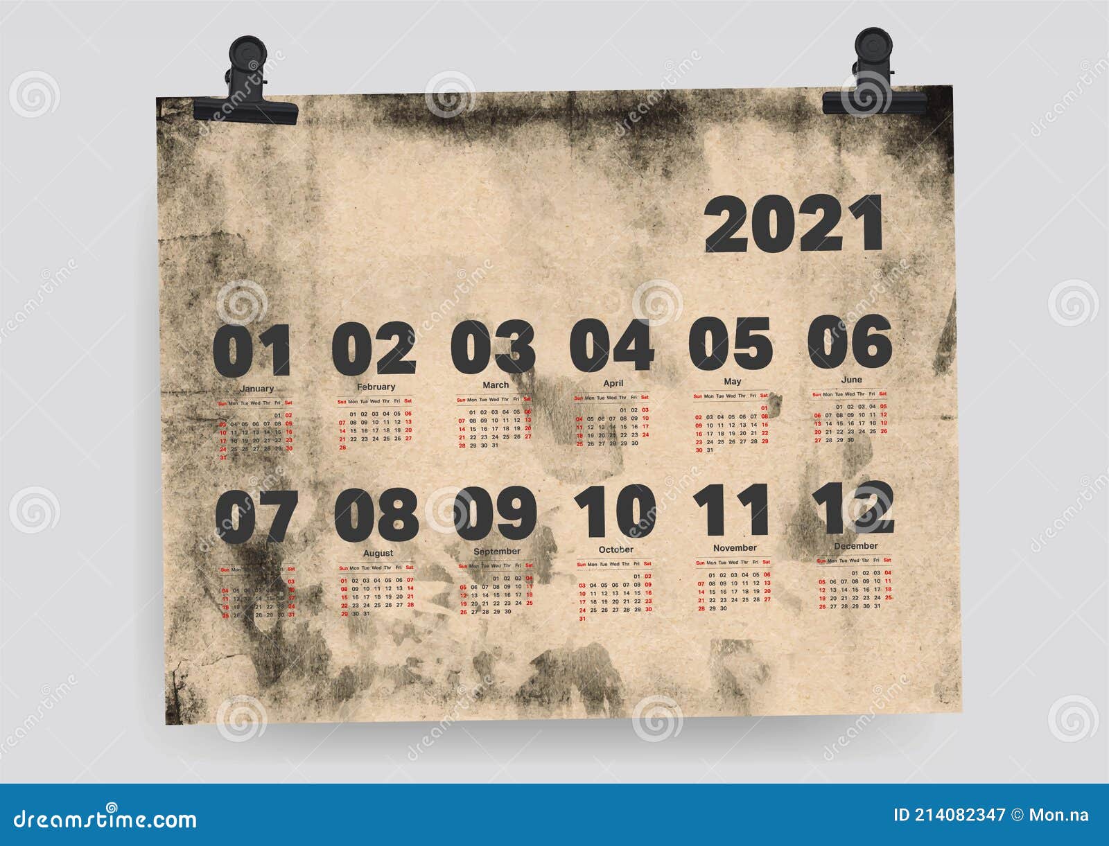 Calendar 2021 Weekend Planner Template Sunday To Saturday Old Paper ...