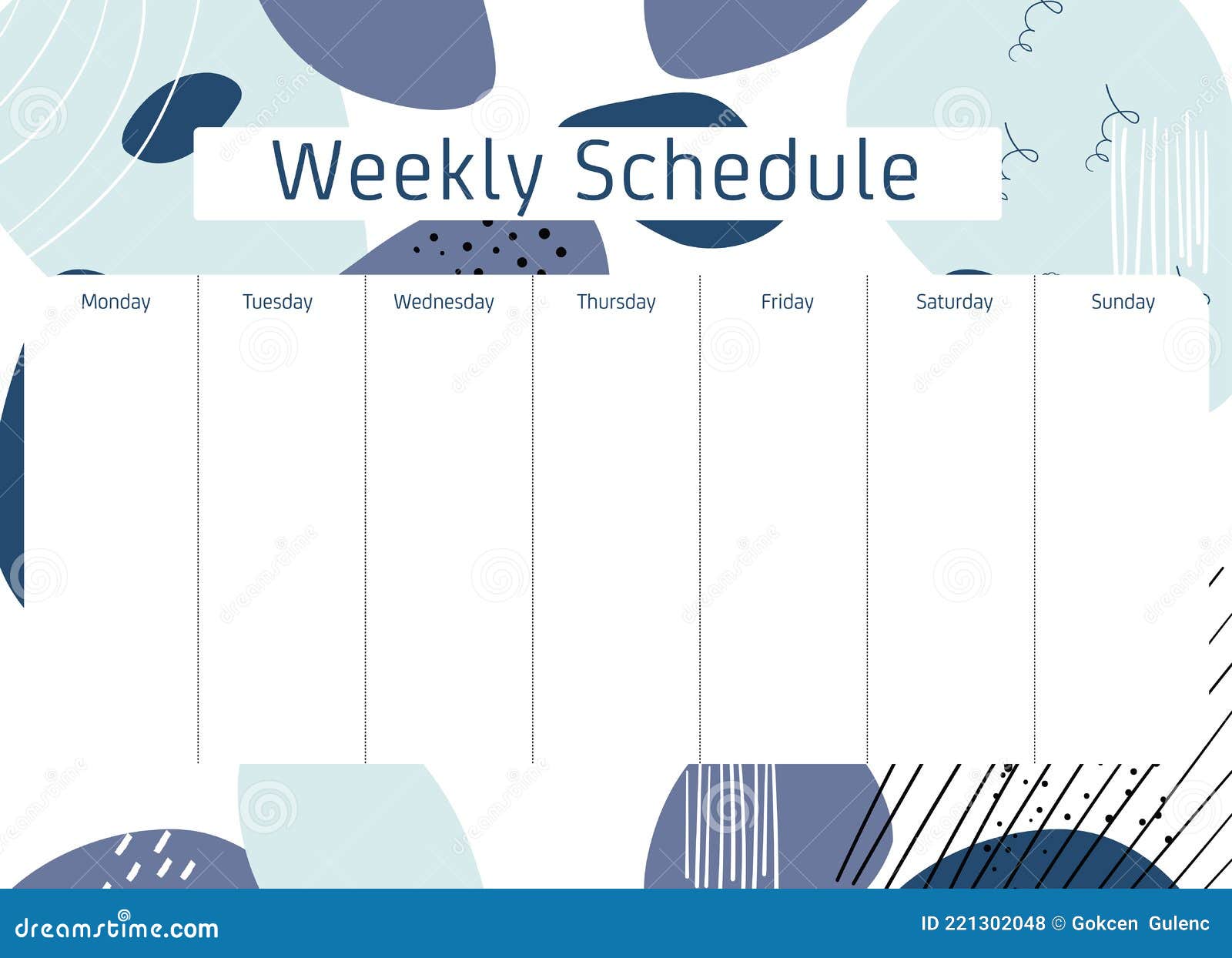 Calendar Weekly Planner Template Stock Vector - Illustration of ...