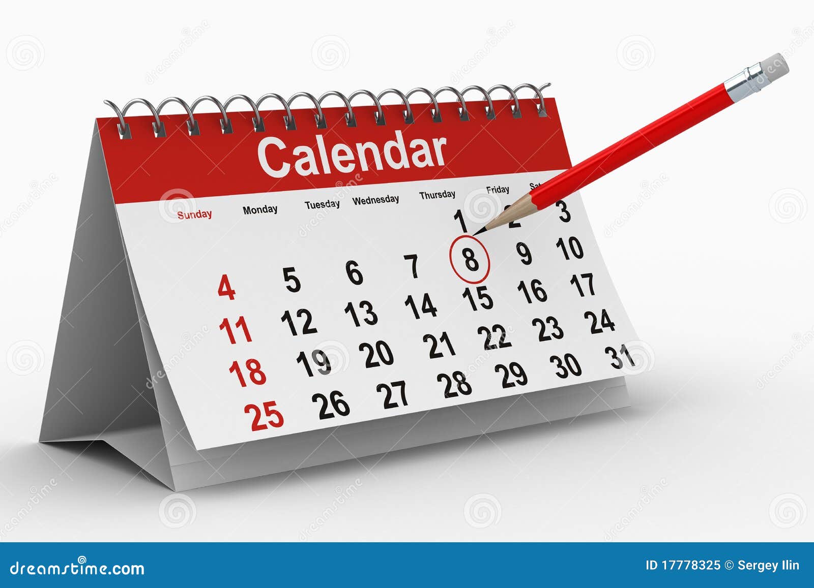 Calendar on White Background Stock Illustration - Illustration of date ...
