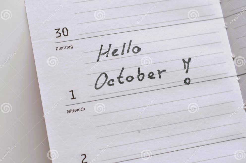 Hello october write stock illustration. Illustration of paper - 332582686