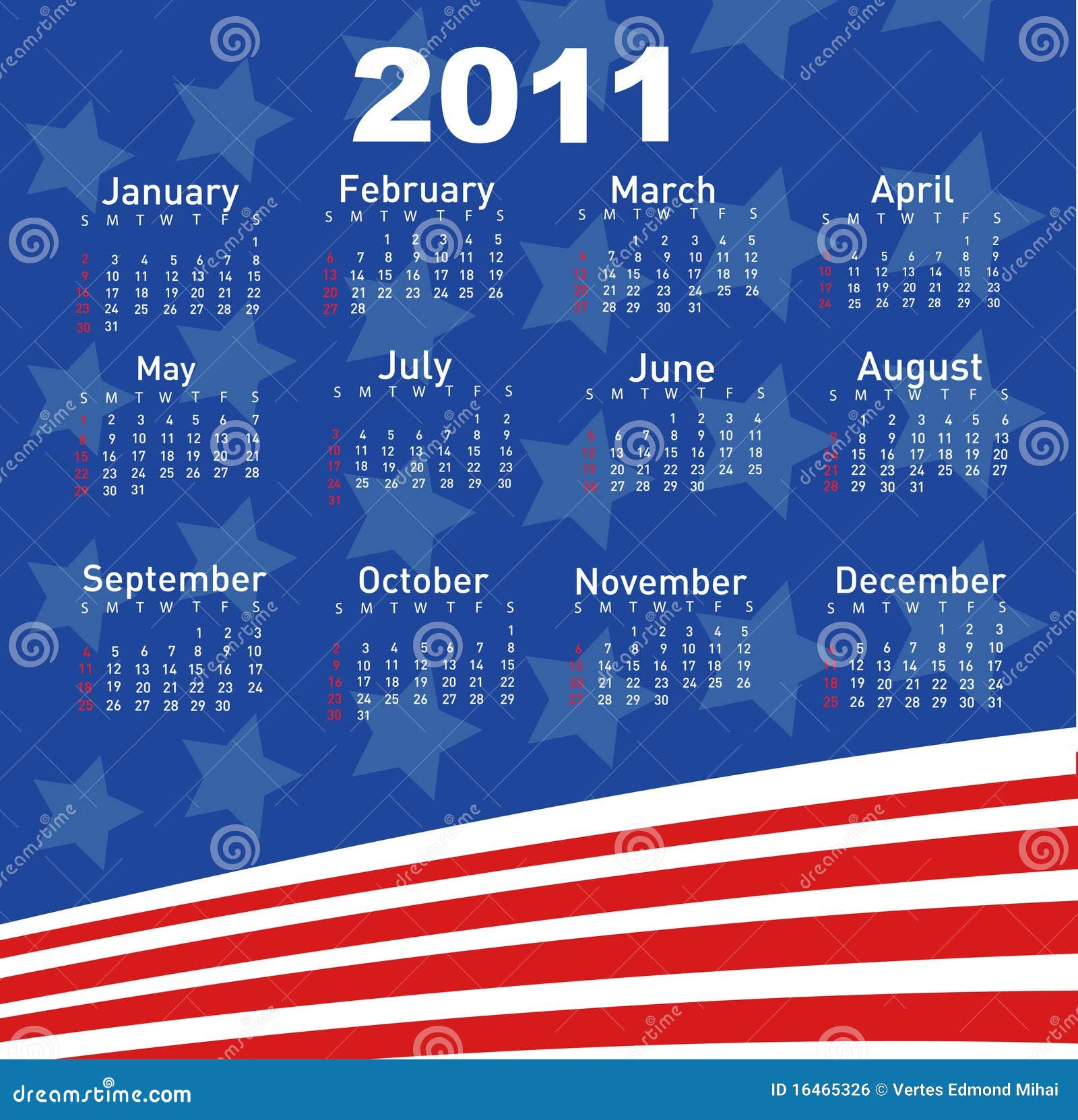 Calendar for Year 2011 stock vector. Illustration of office - 16465326