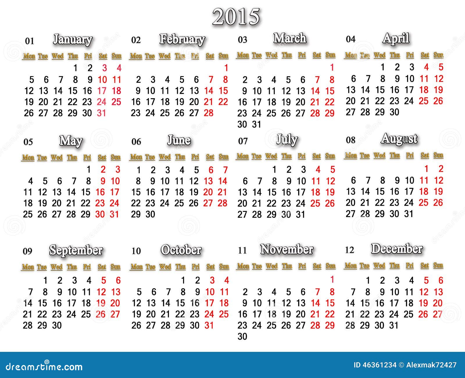 Calendar for 2015 year stock illustration. Illustration of organizer ...