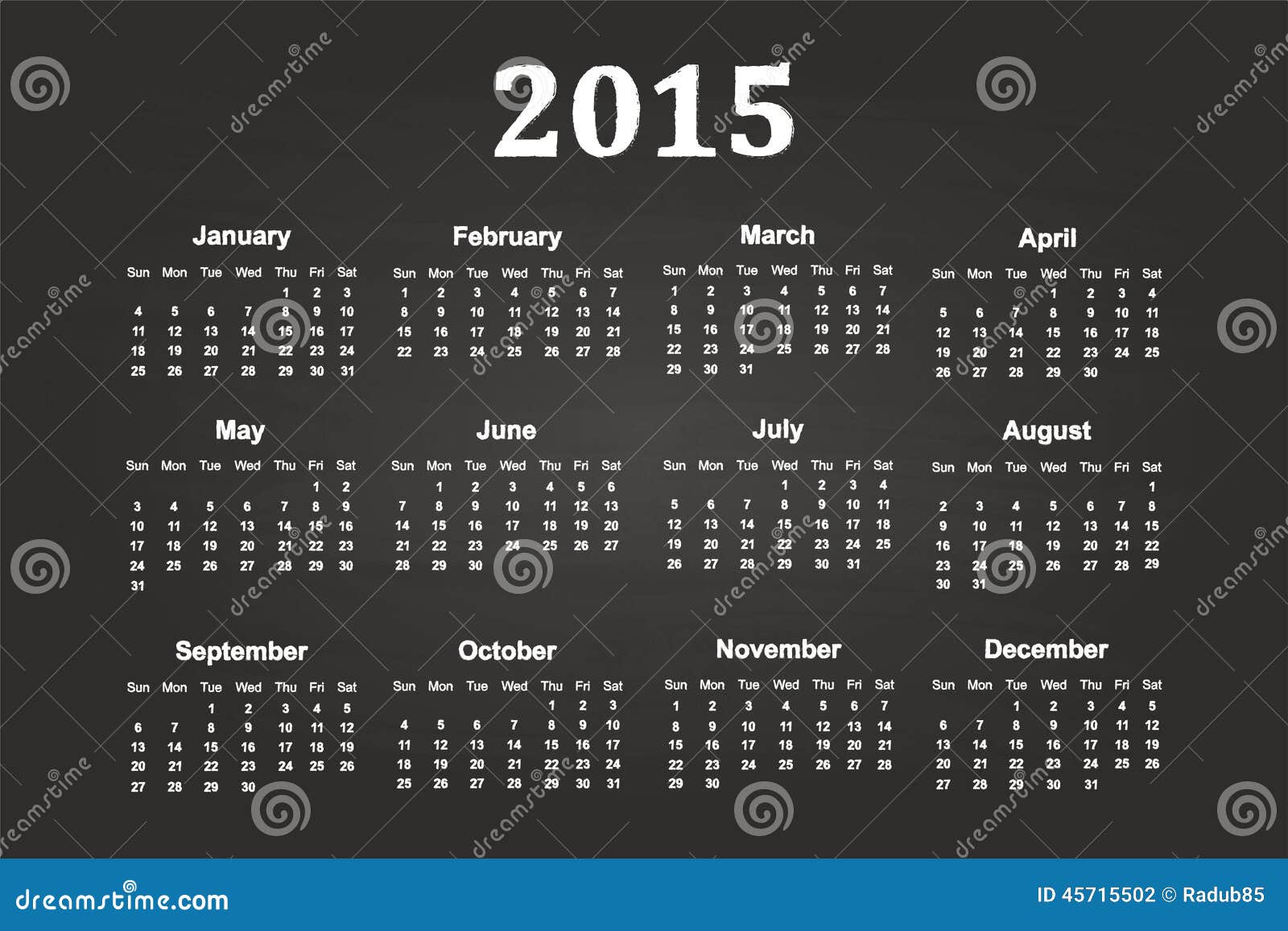 Calendar of Year 2015 stock vector. Illustration of october - 45715502