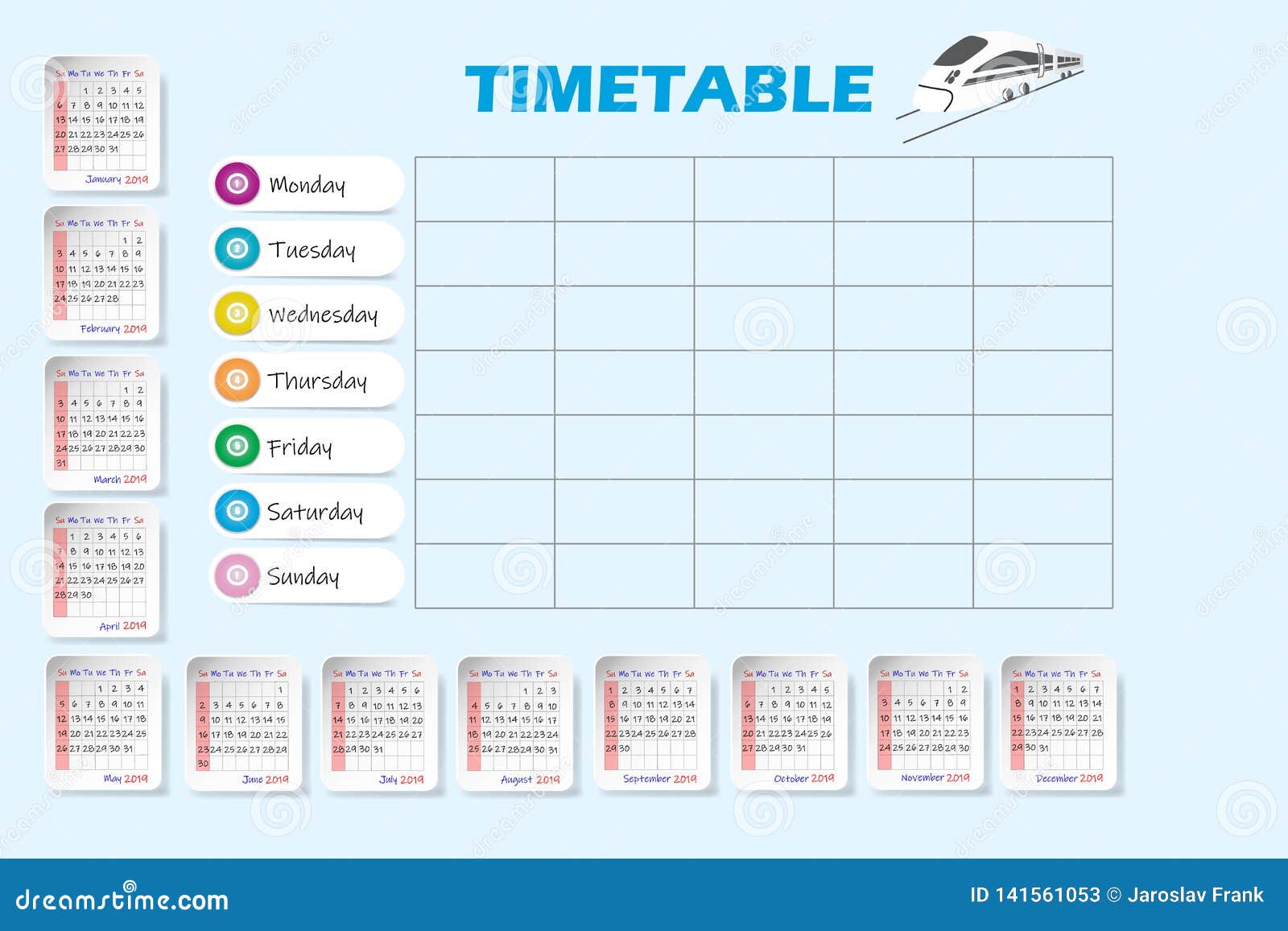 Timetable Blank Vector Icon. Black And White Illustration Of Calendar ...