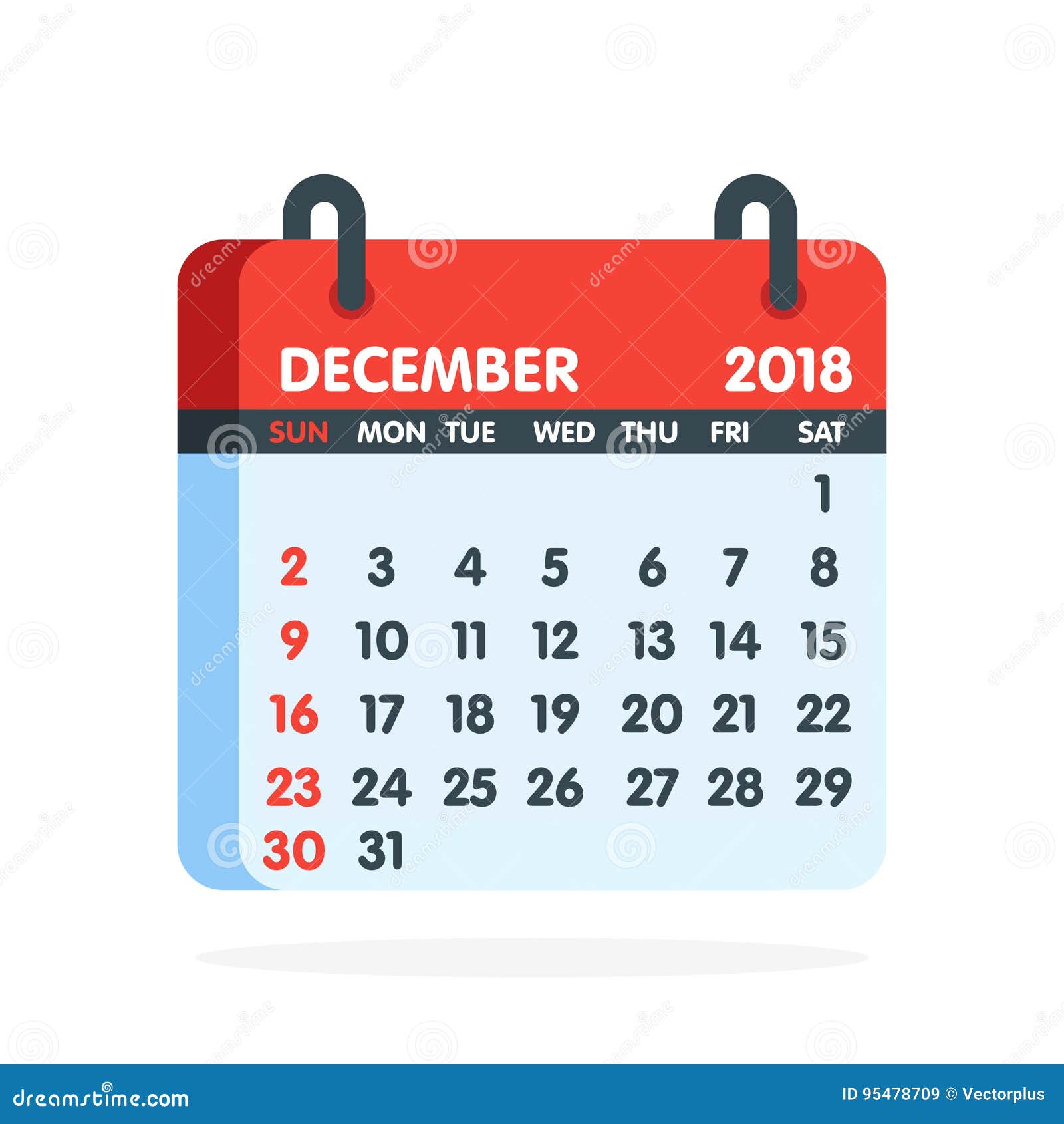 Calendar for 2018 Year. Full Month of December Icon Stock Illustration ...