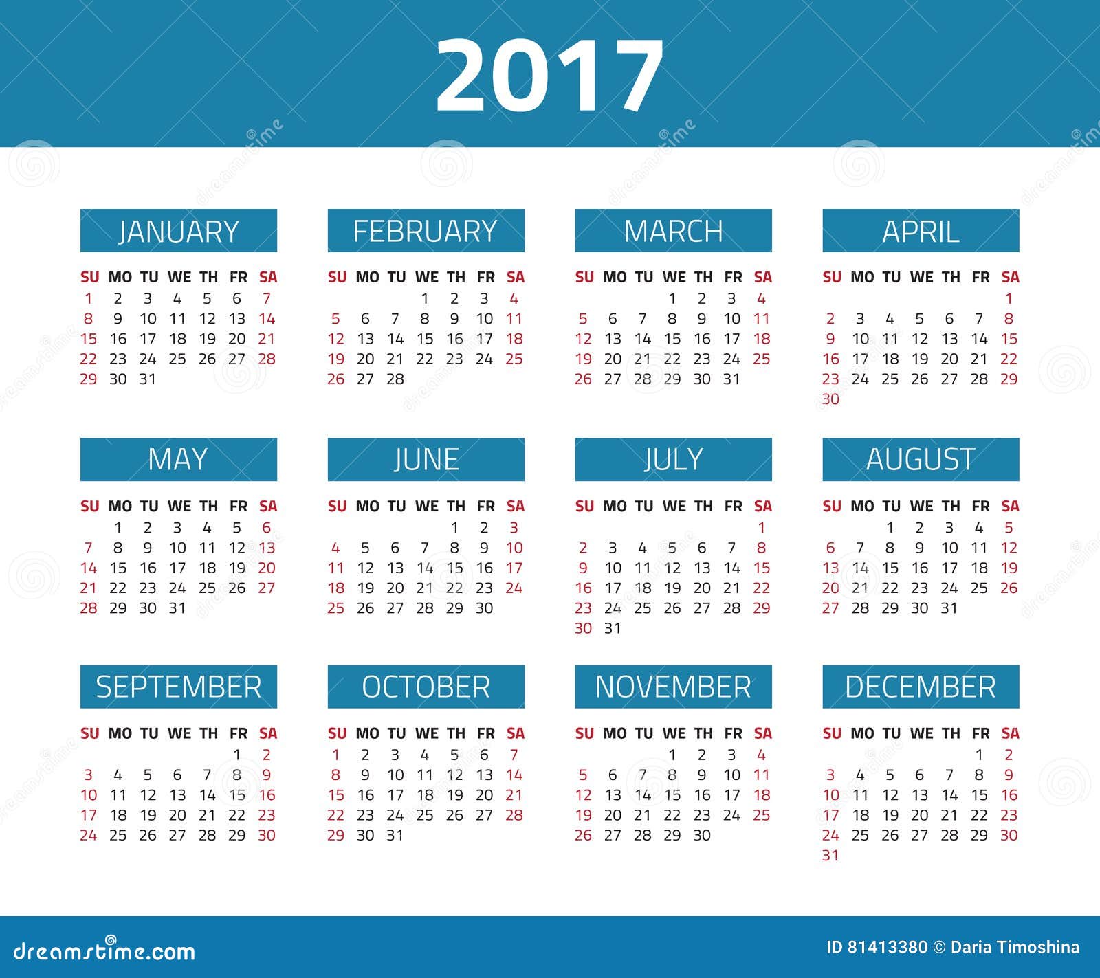 Calendar 2017 year stock vector. Illustration of event - 81413380