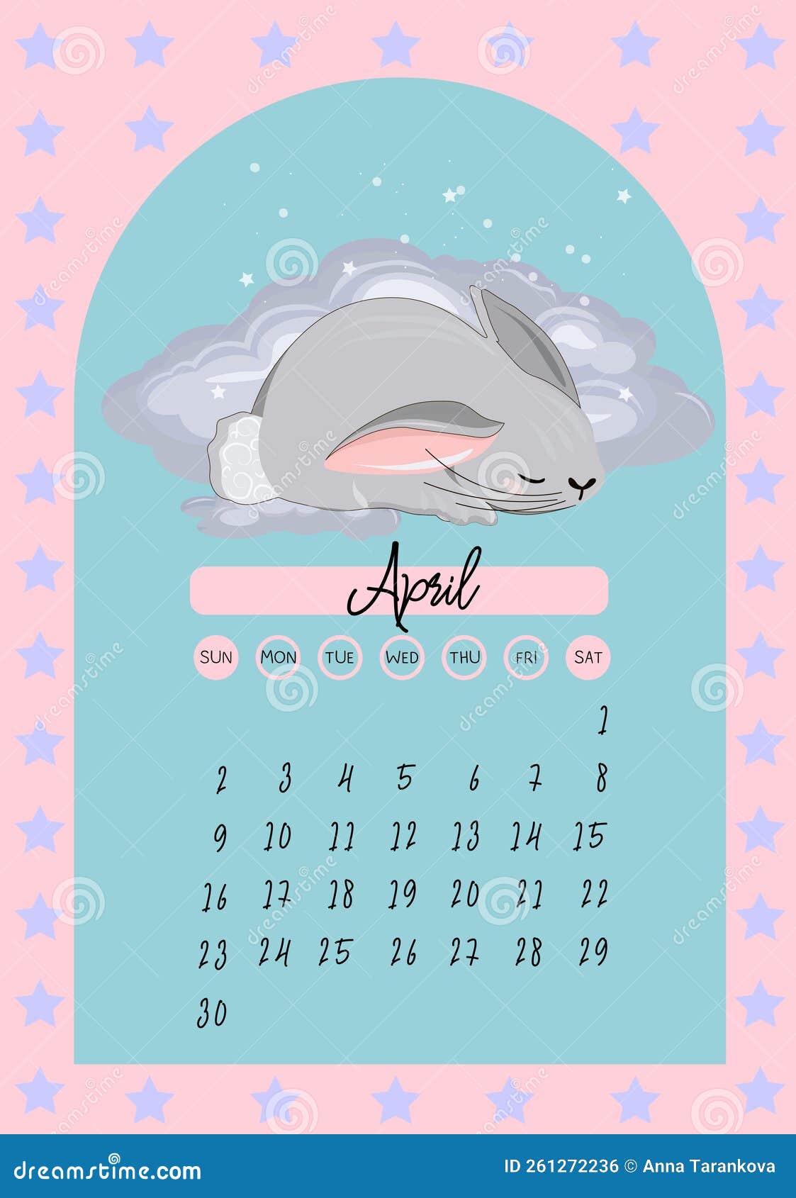 Calendar for 2023 Year of the Rabbit. Vector Calendar Template Vertical ...
