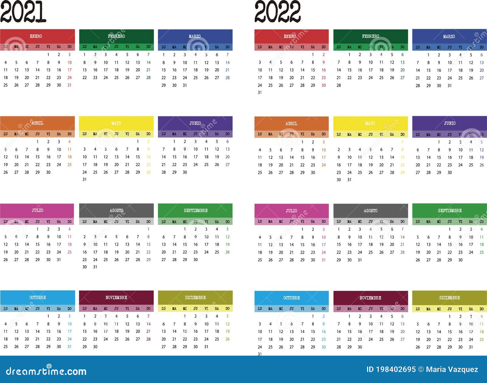 Calendar year 2021 2022 stock vector. Illustration of organizer - 198402695