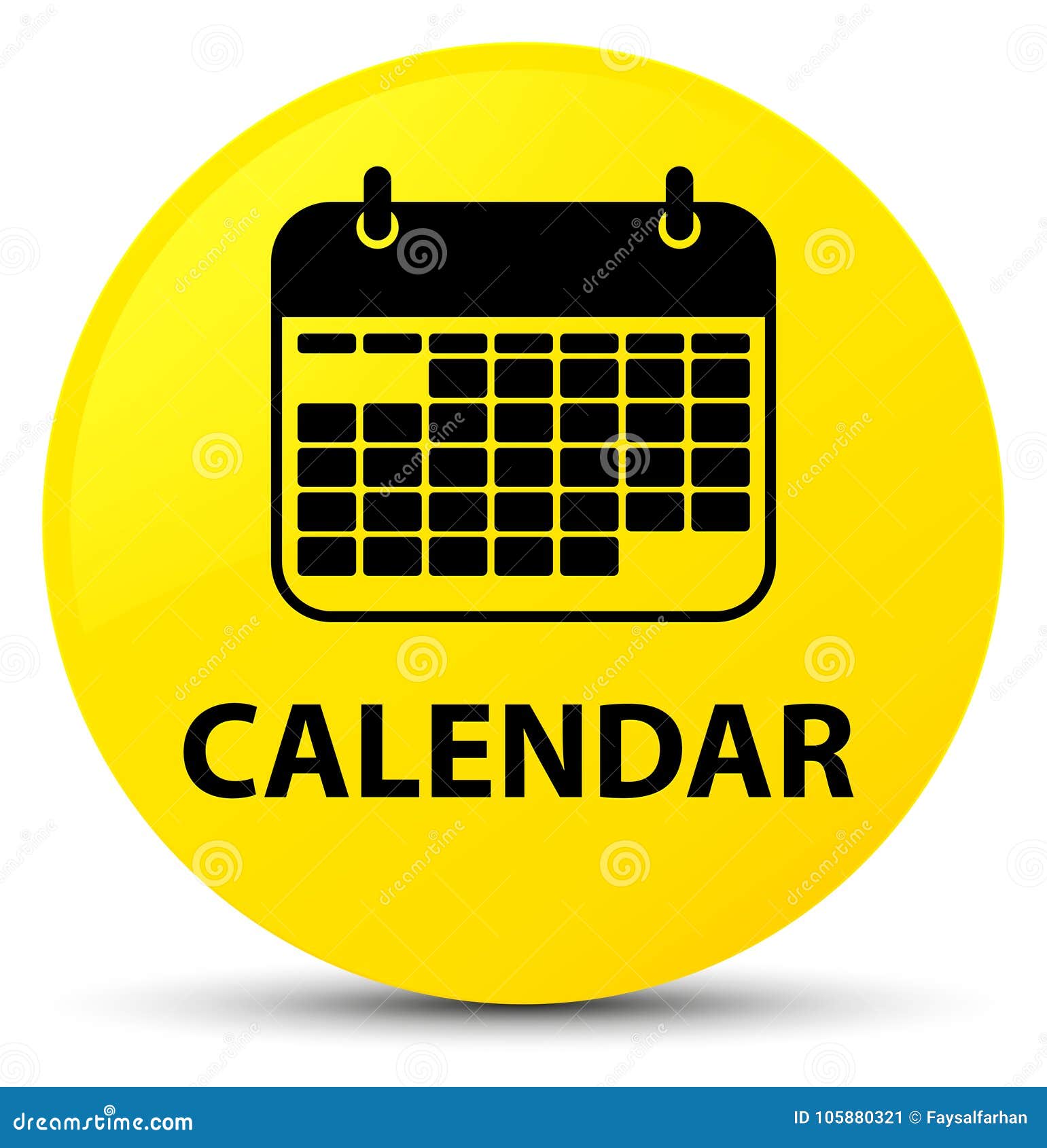 Calendar Yellow Round Button Stock Illustration - Illustration of ...