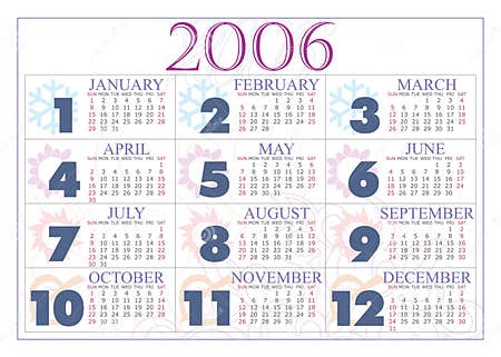 Calendario 2006 stock de ilustración. Ilustración de color - 284799
