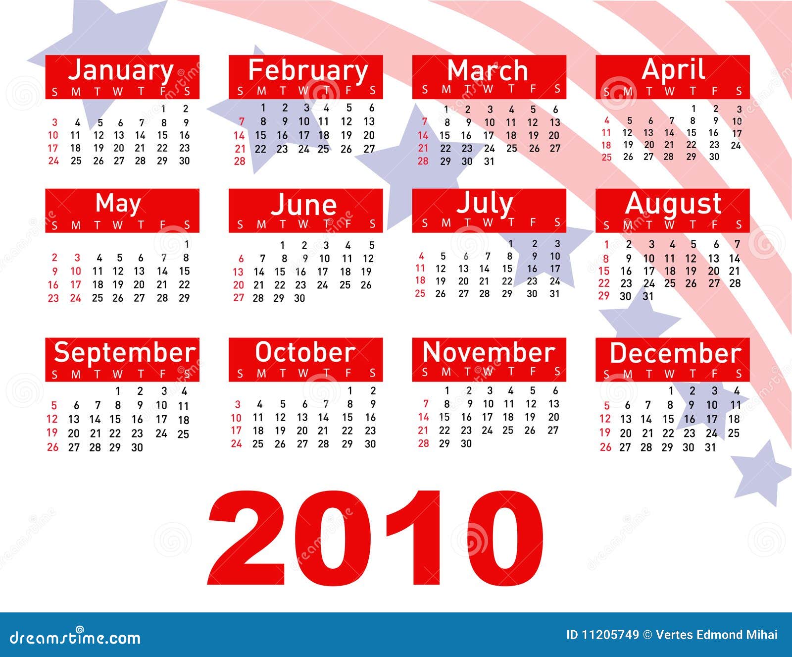 Calendario 2010 ilustración del vector. Ilustración de anual - 11205749