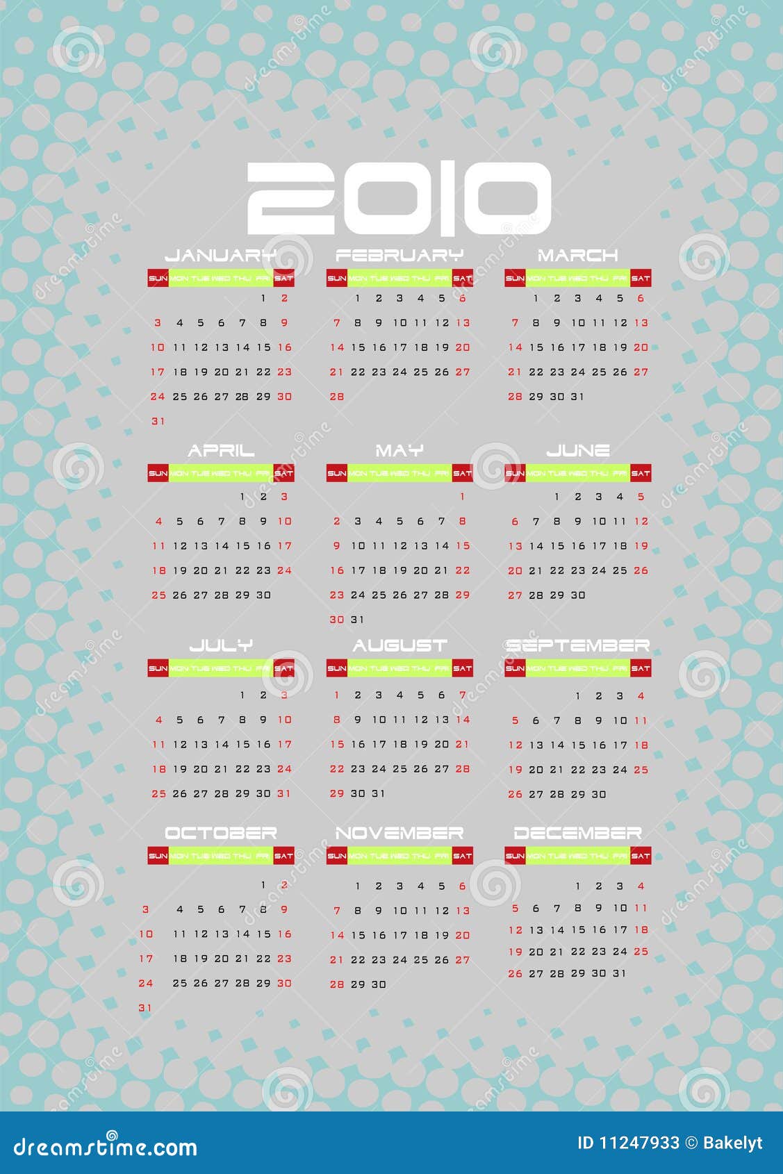 Calendario 2010 ilustración del vector. Ilustración de agenda - 11247933