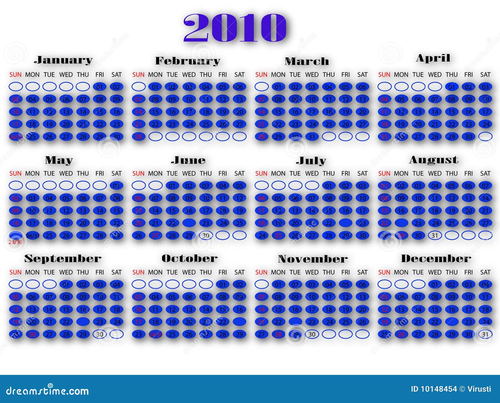 Calendario 2010 años ilustración del vector. Ilustración de calendario ...