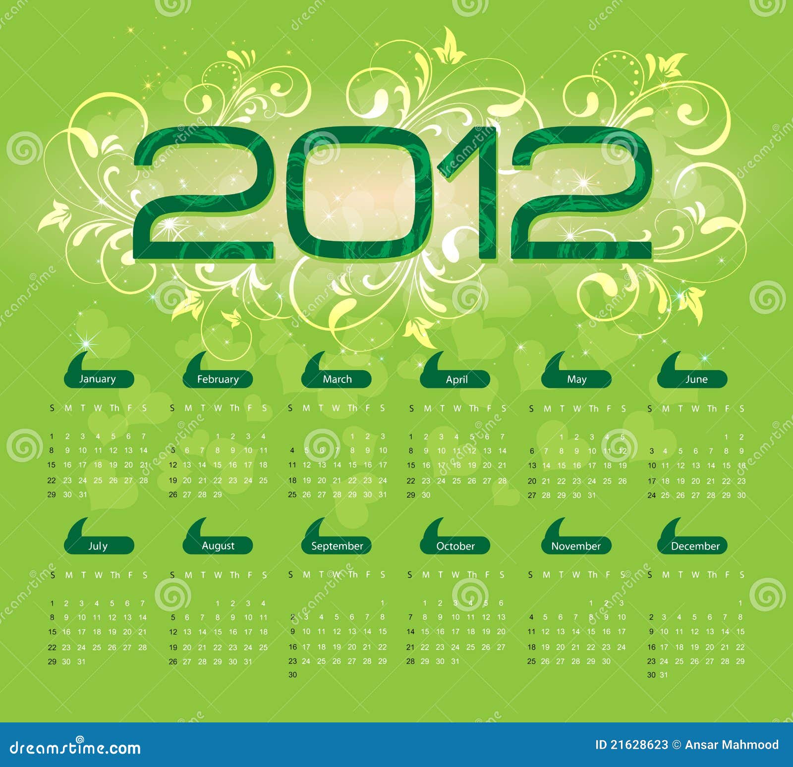 Calendario 2012 stock de ilustración. Ilustración de pueda - 21628623