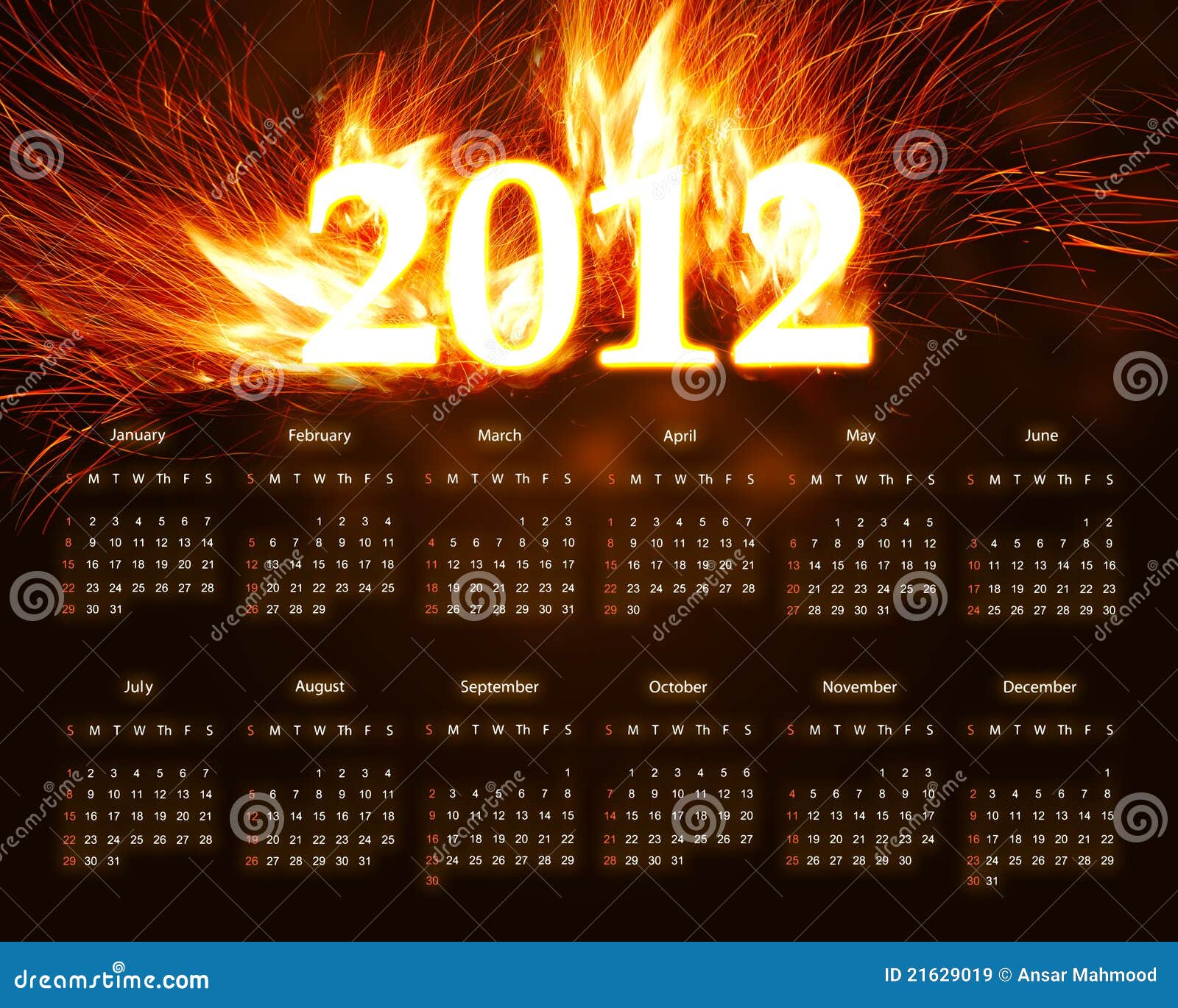 Calendario 2012 stock de ilustración. Ilustración de calendario - 21629019