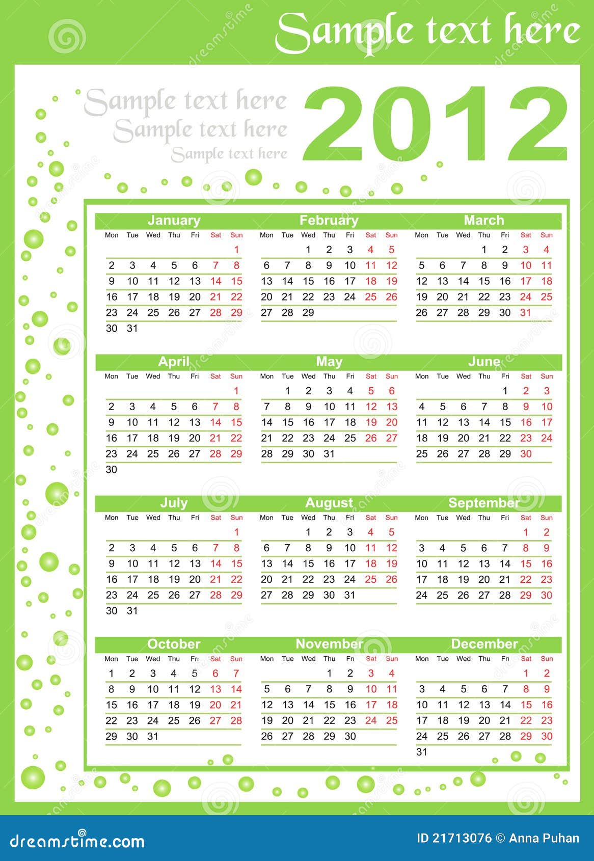 Calendario 2012 ilustración del vector. Ilustración de junio - 21713076