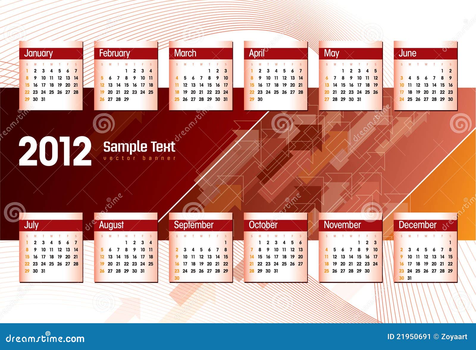 Calendario 2012 ilustración del vector. Ilustración de mensual - 21950691