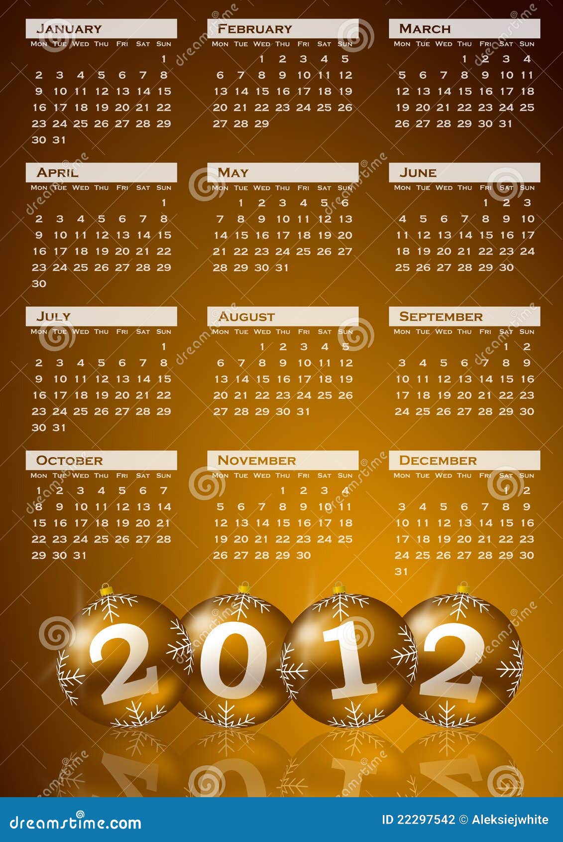 Calendario 2012 stock de ilustración. Ilustración de programa - 22297542