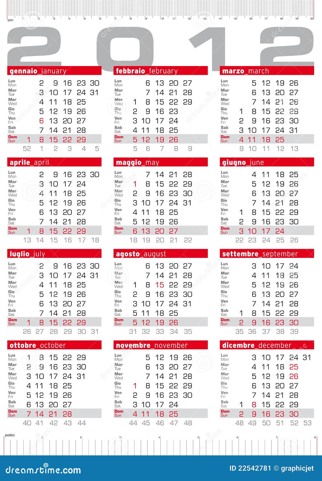 Calendario 2012 Con Las Reglas Ilustración del Vector - Ilustración de ...