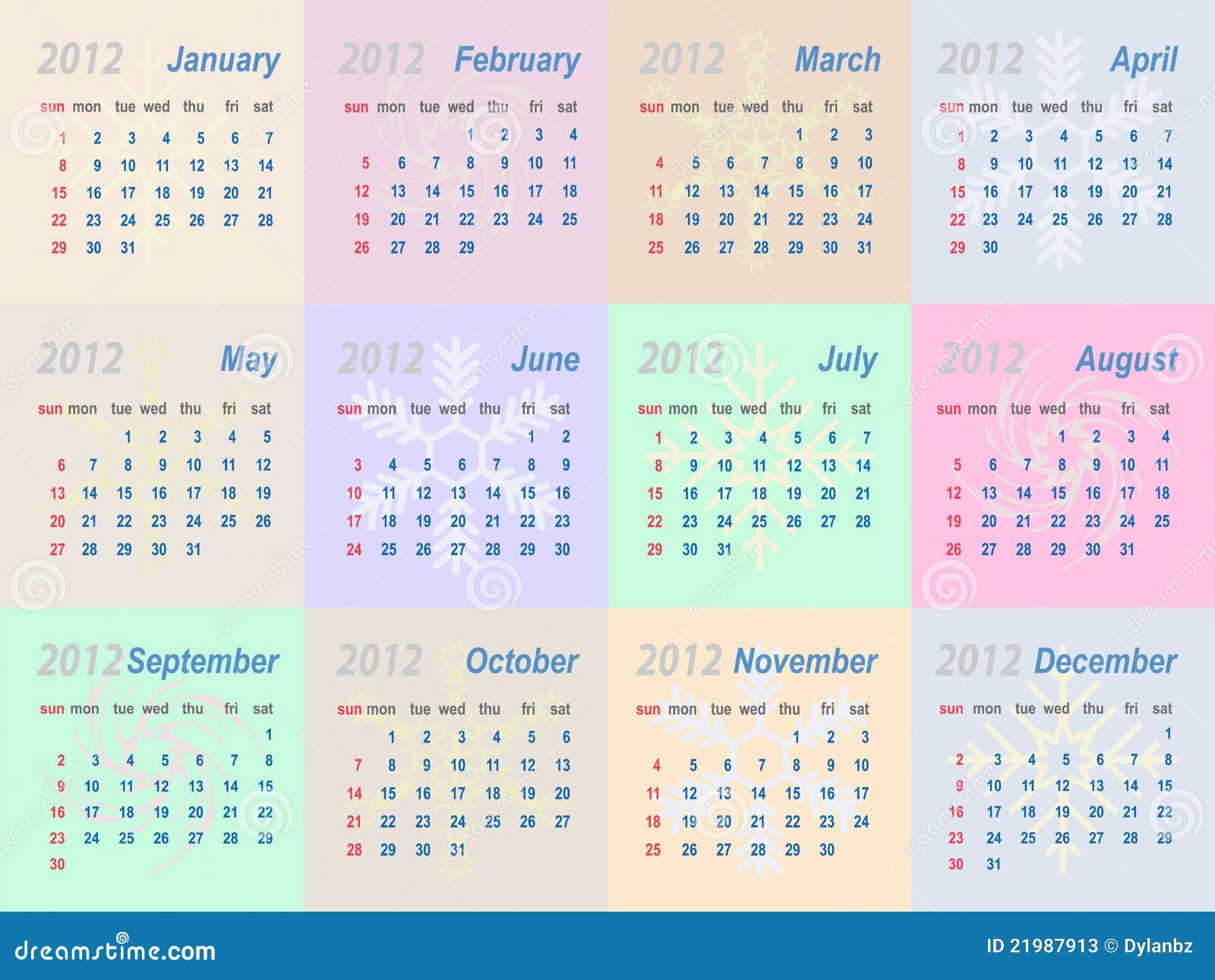 Calendario 2012 del vector stock de ilustración. Ilustración de fecha ...