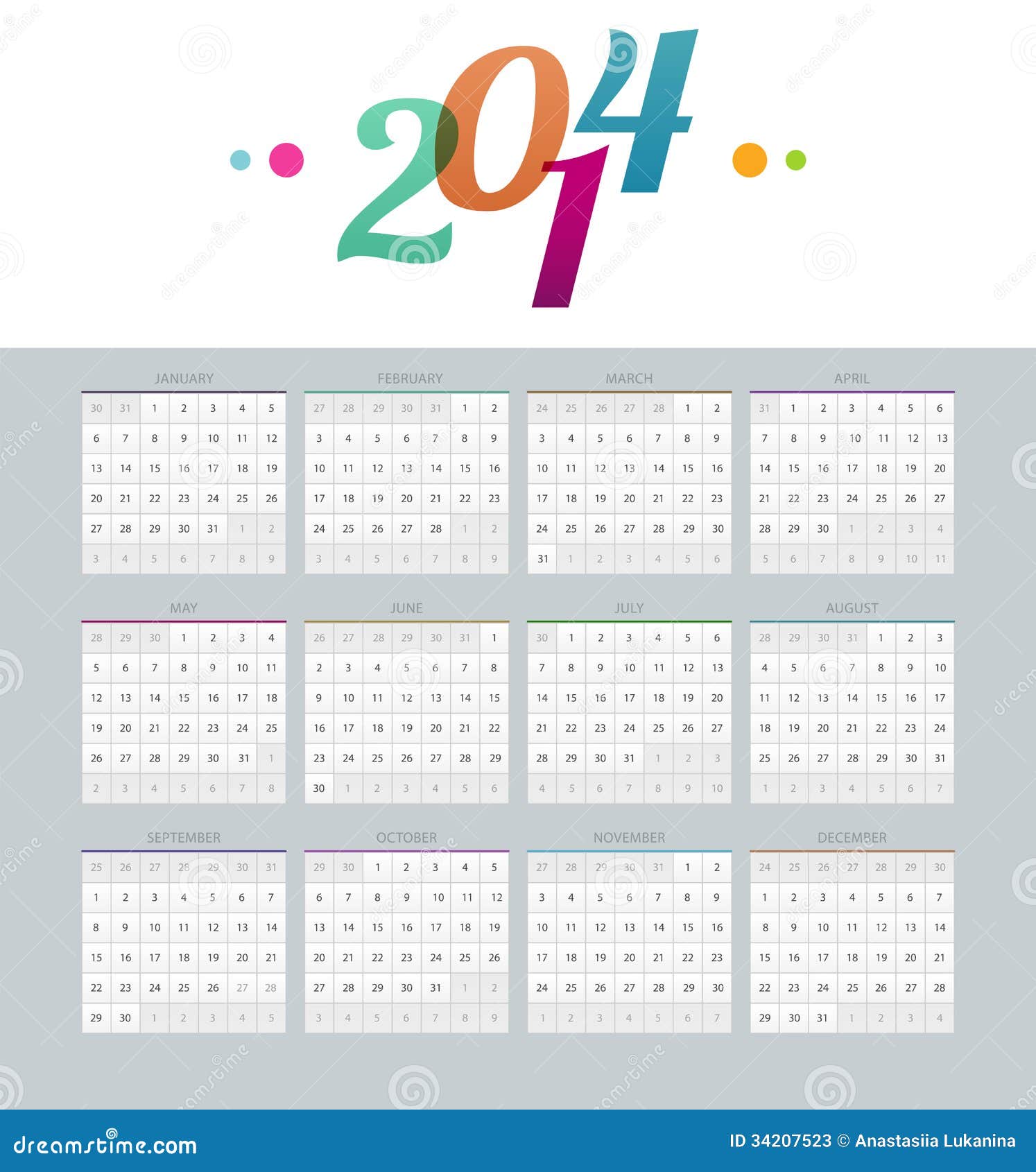 Calendario 2014 ilustración del vector. Ilustración de navidad - 34207523