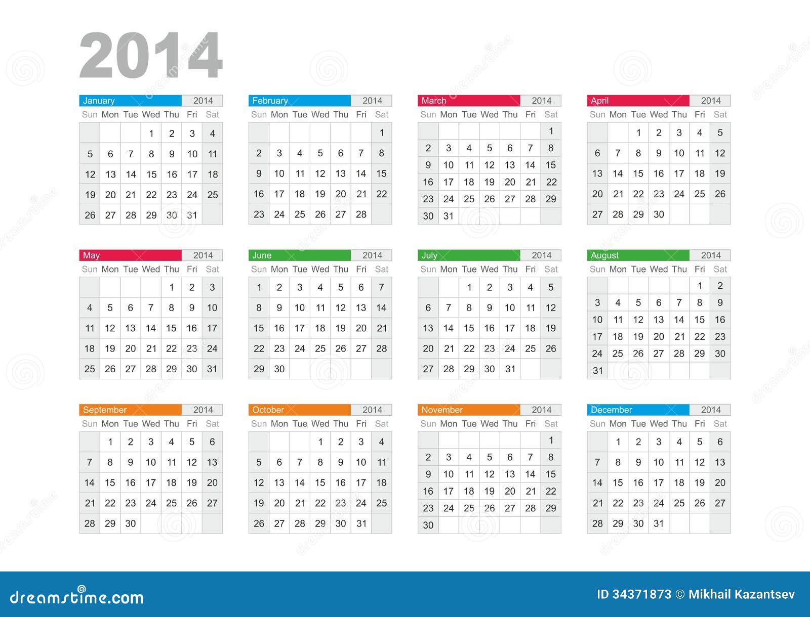 Calendario 2014 ilustración del vector. Ilustración de organizador ...