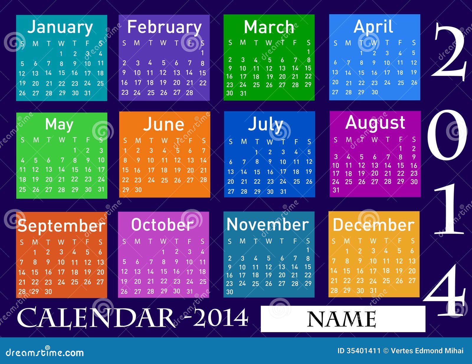 Calendario 2014 ilustración del vector. Ilustración de marzo - 35401411