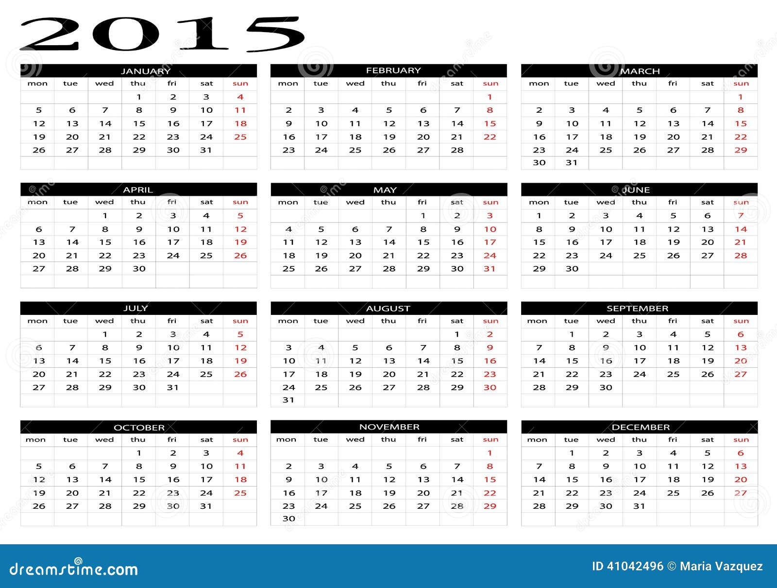 Calendario 2015 stock de ilustración. Ilustración de planificador ...