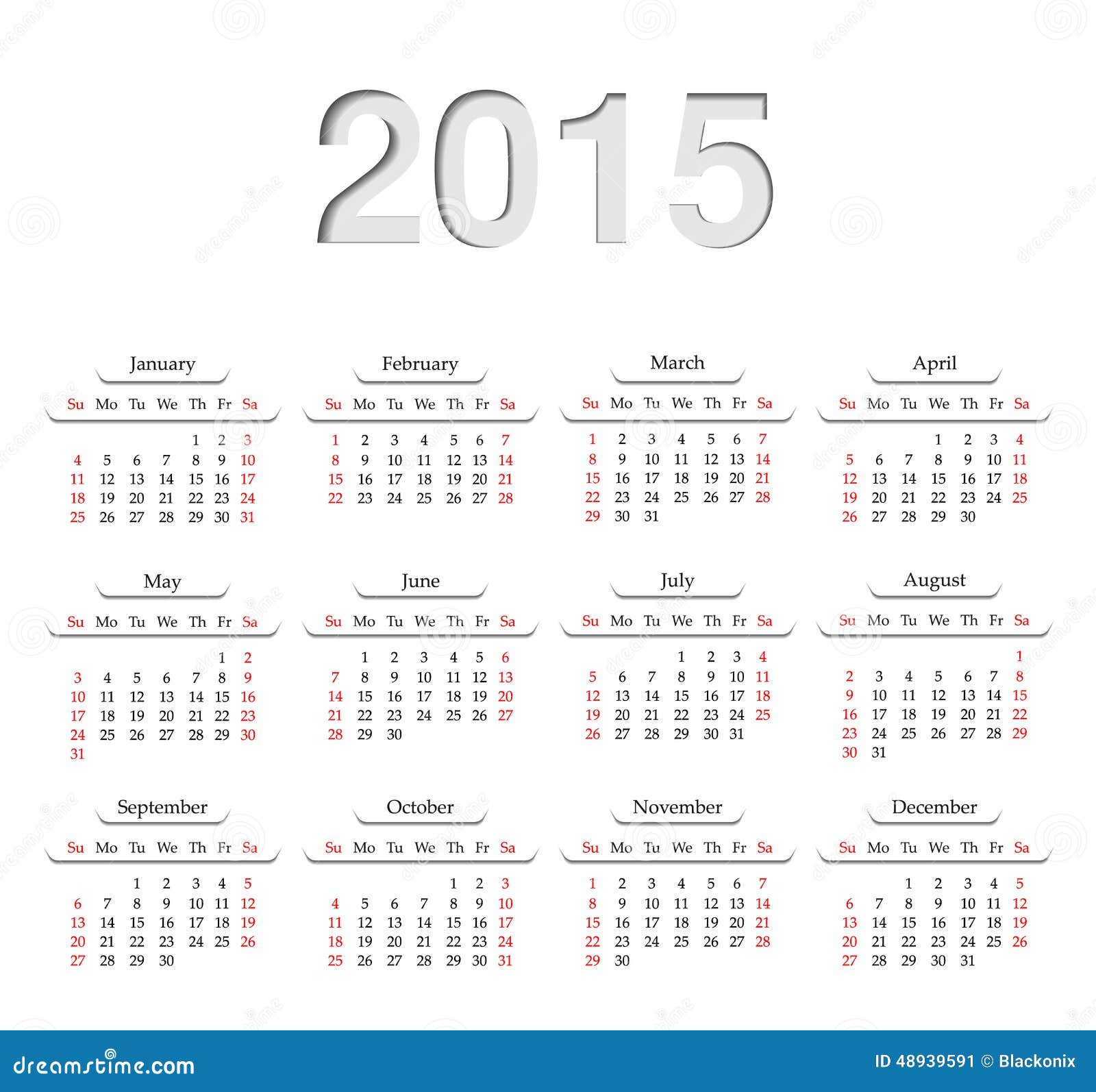 Calendario 2015 illustrazione di stock. Illustrazione di pagina - 48939591