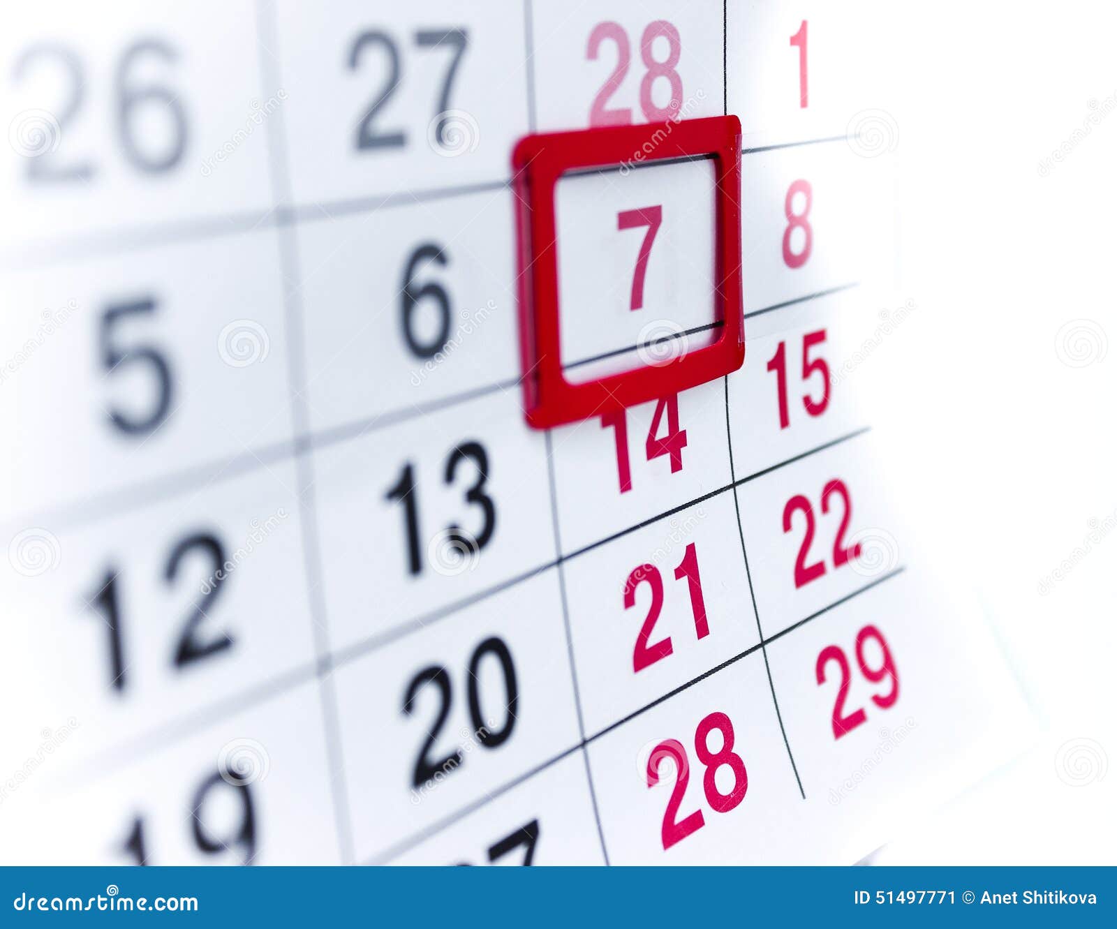 Calendario 7 imagen de archivo. Imagen de anual, blanco - 51497771