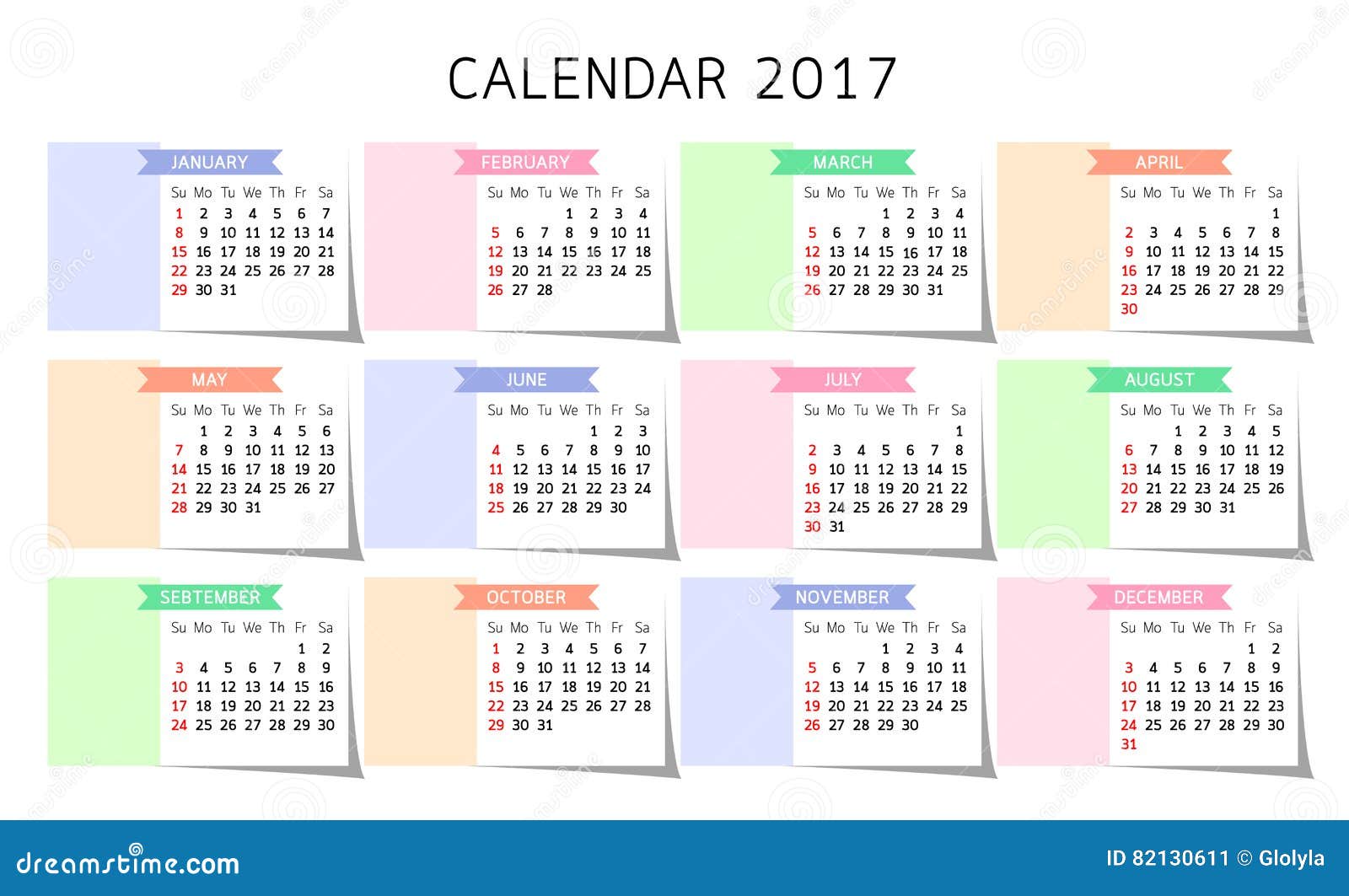 Calendario 2017 años ilustración del vector. Ilustración de agosto ...