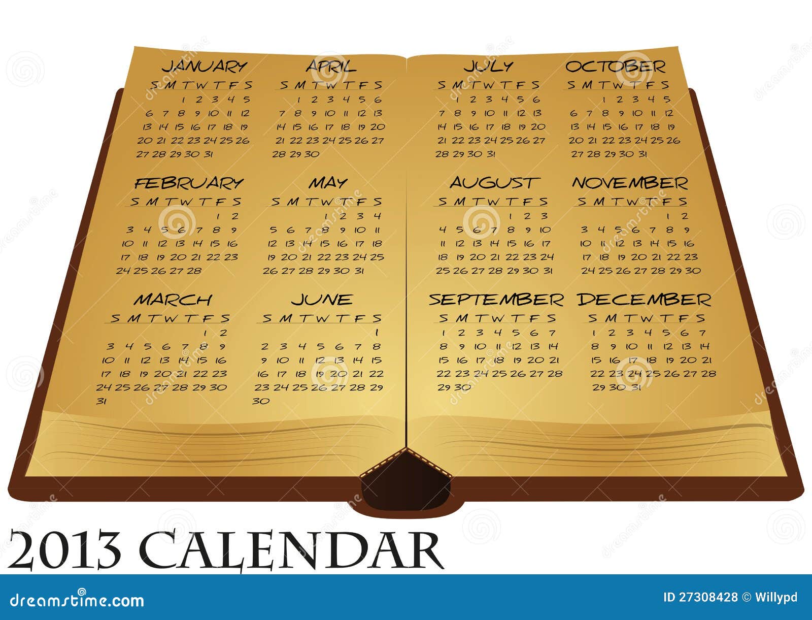 Calendario Antiguo Del Libro 2013 Ilustración del Vector - Ilustración ...