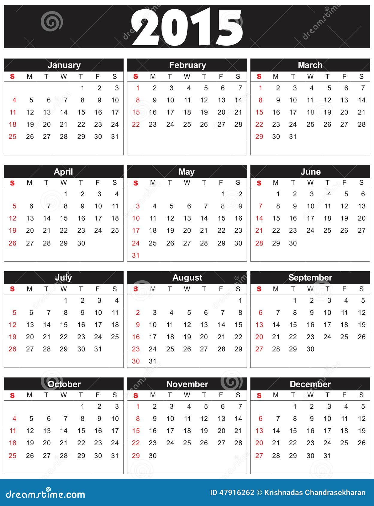 Calendario Básico 2015 Adentro Ilustración del Vector - Ilustración de ...