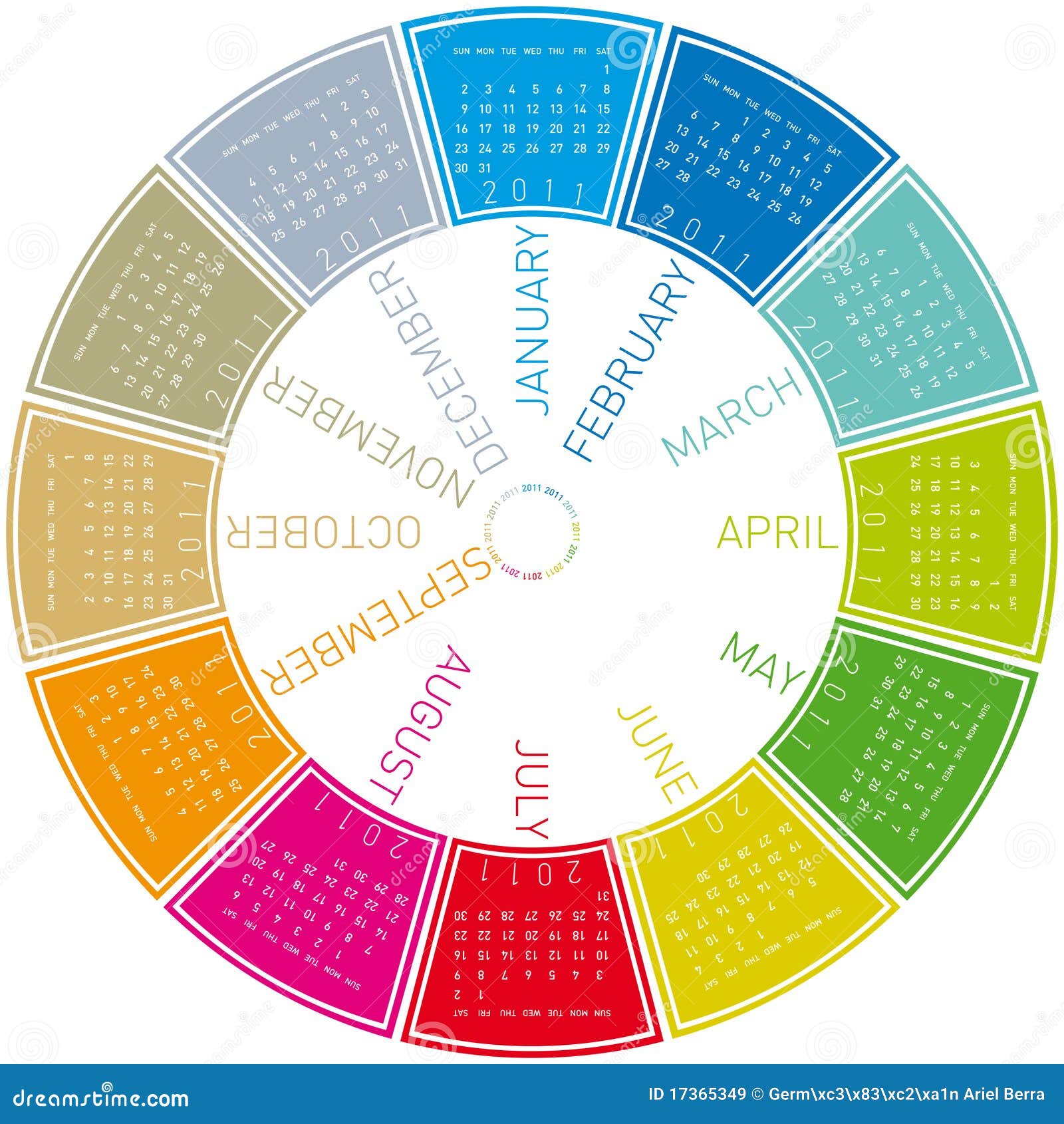 Calendario Circular Colorido 2011 Ilustración del Vector - Ilustración ...
