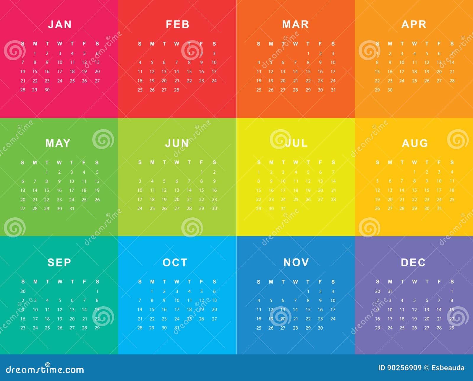 Calendario Colorido Para 2018 Ilustración del Vector - Ilustración de ...