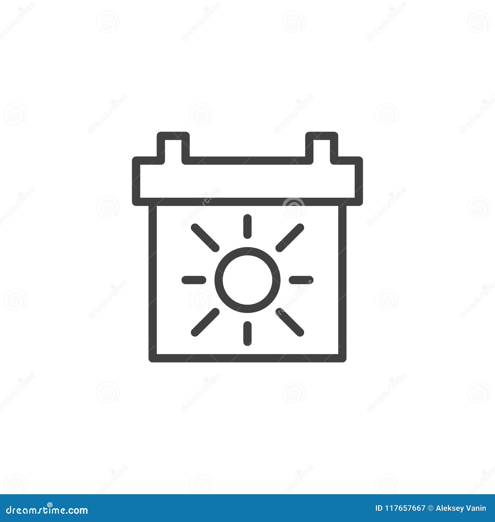 Calendario Con El Icono Del Esquema Del Sol Ilustración del Vector ...