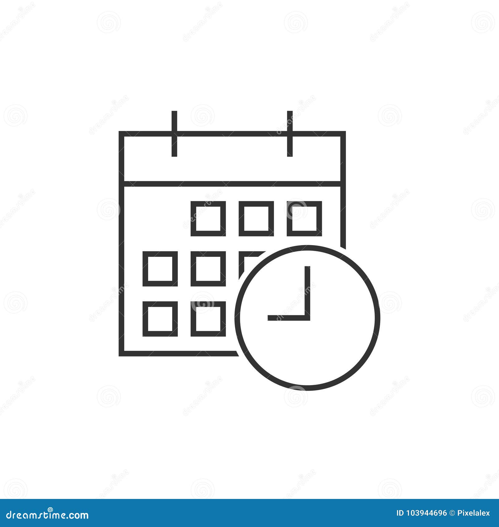 Calendario Con El Icono Del Reloj Ilustración del Vector - Ilustración ...