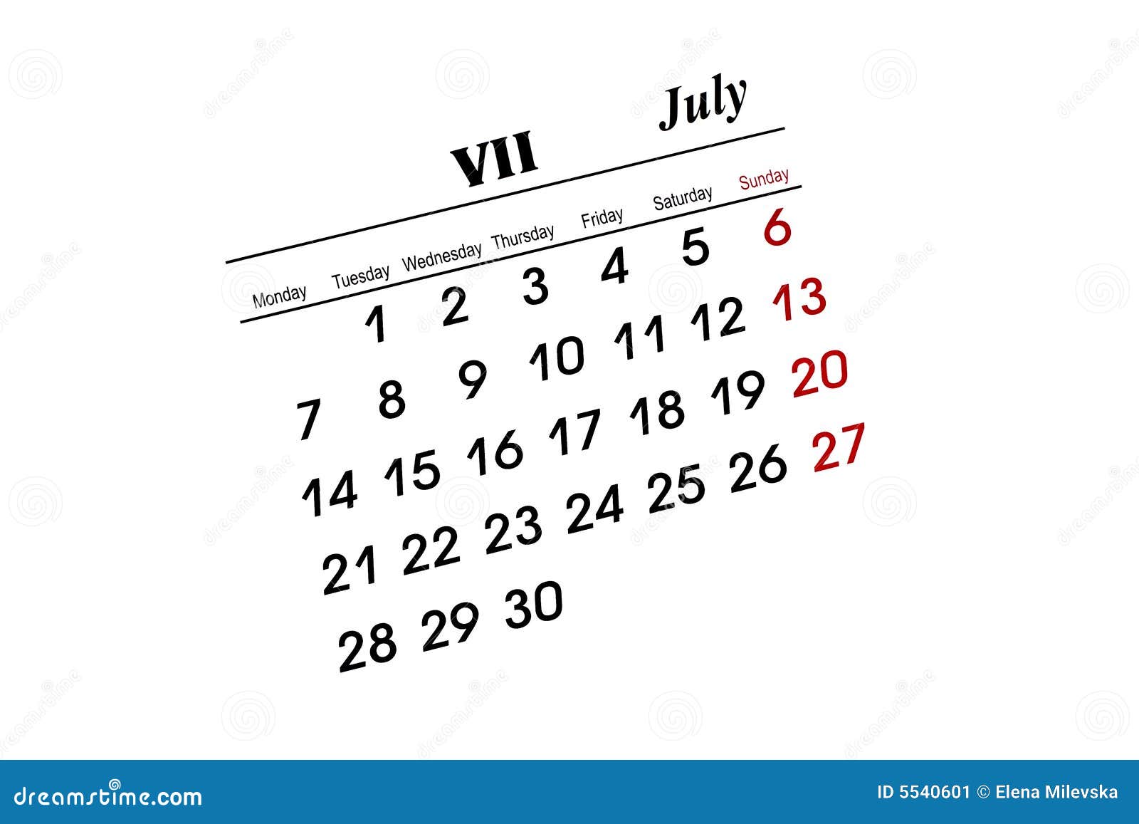 Calendario de julio imagen de archivo. Imagen de programa - 5540601