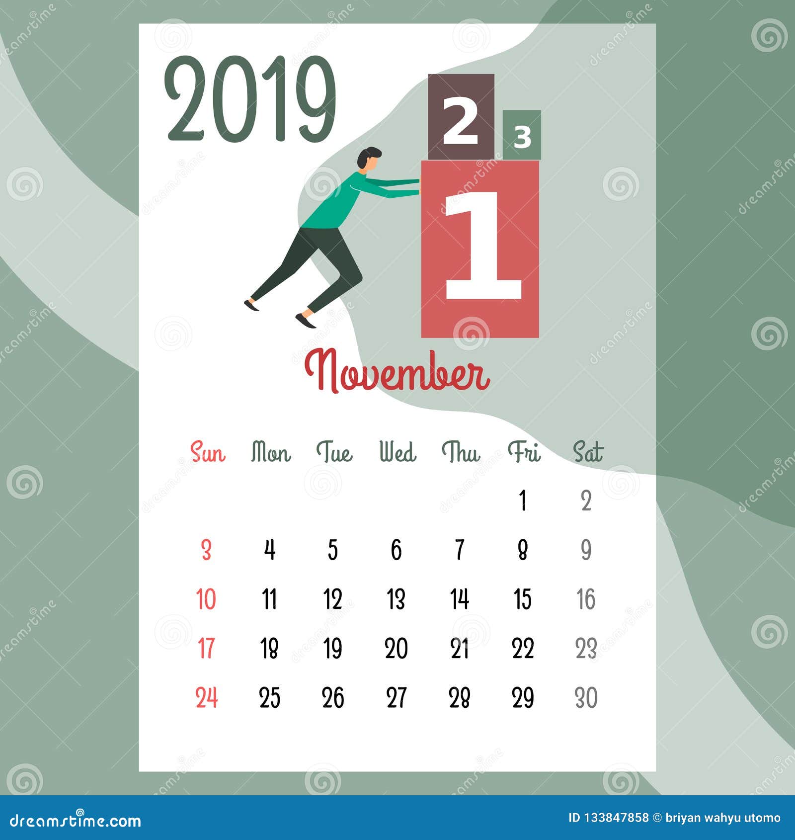 Calendario 2019 Calendario De Noviembre Vector Del Calendario ...