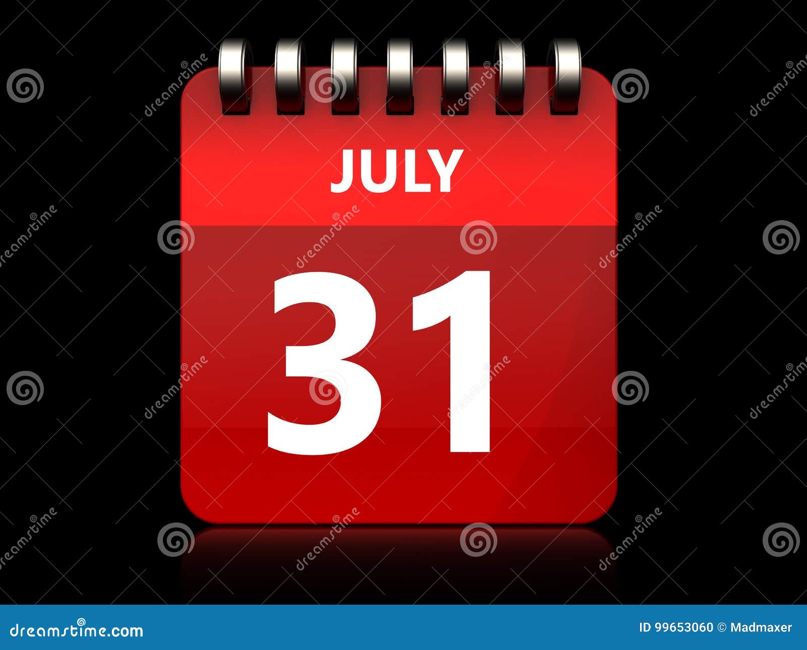 Calendario Del 31 De Julio 3d Stock de ilustración - Ilustración de ...