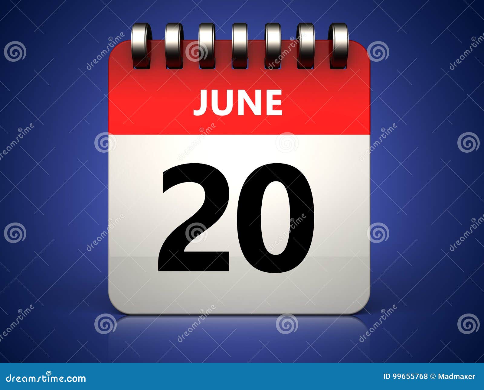 Calendario Del 20 Giugno 3d Illustrazione di Stock - Illustrazione di ...