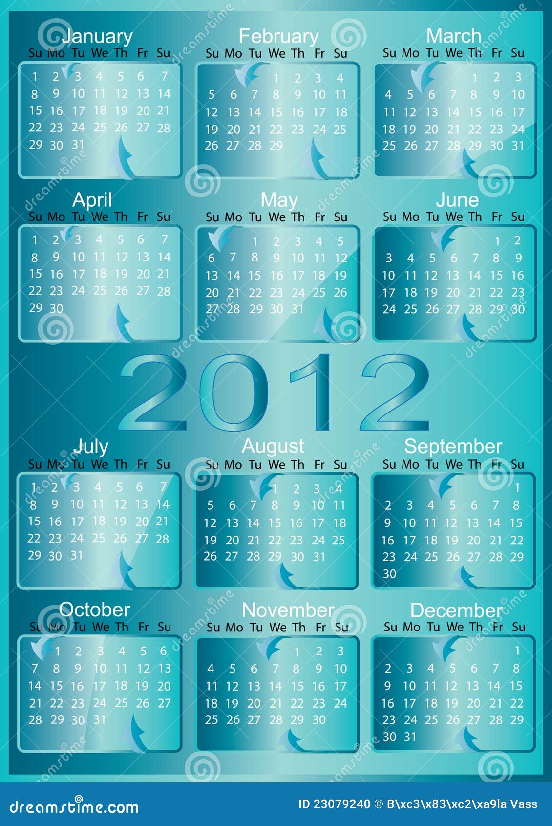 Calendario del vector 2012 ilustración del vector. Ilustración de color ...