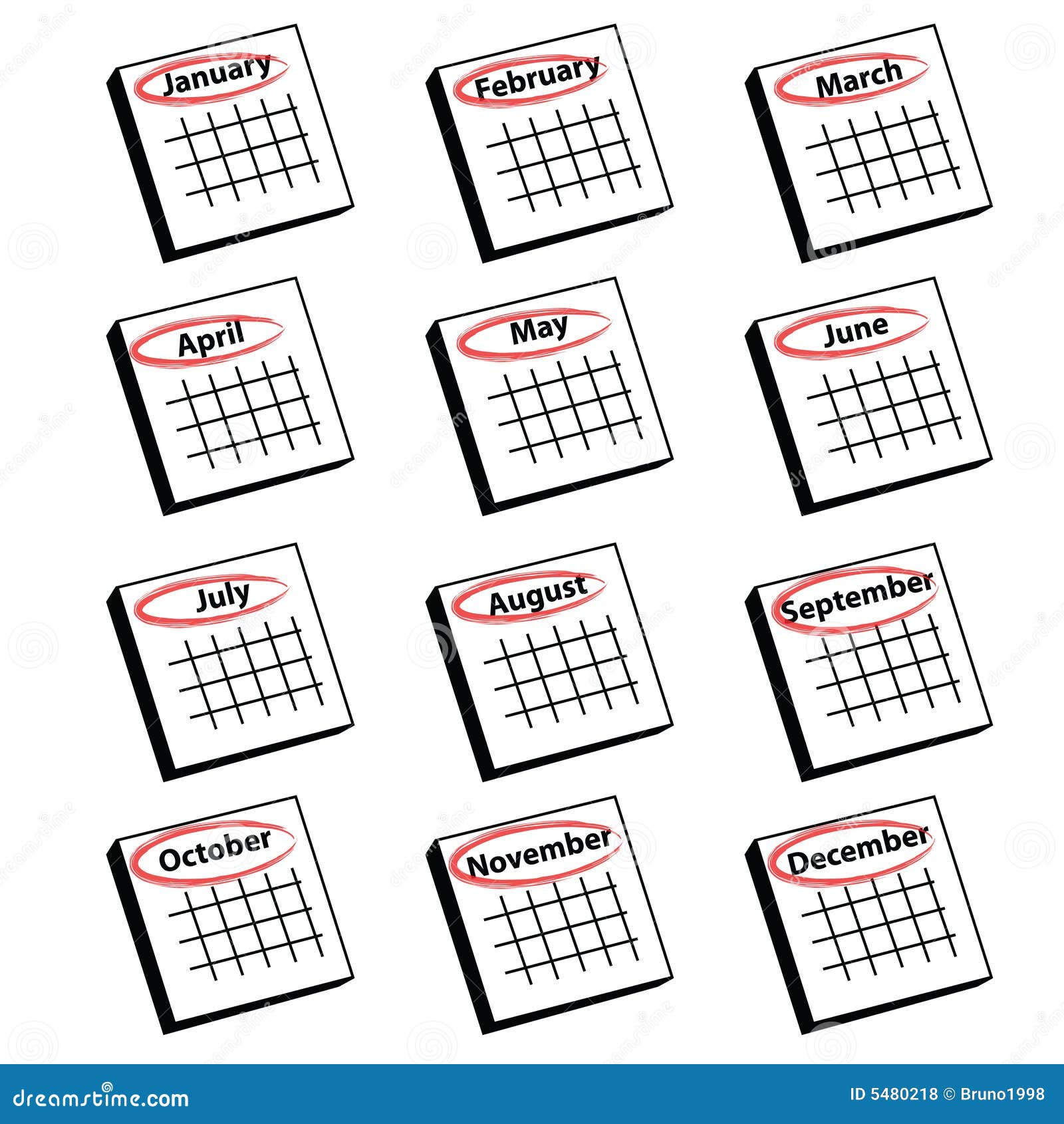 Calendario di 12 mesi illustrazione vettoriale. Illustrazione di ...