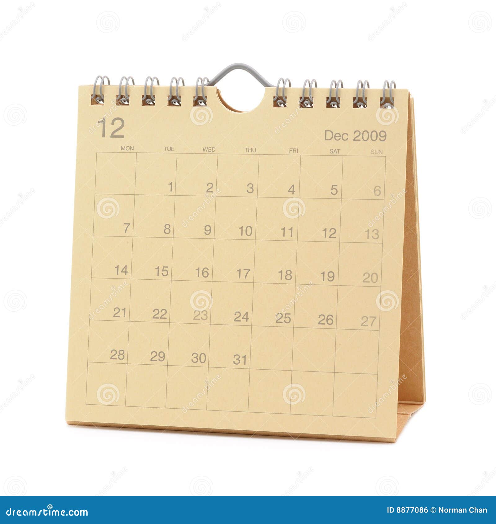 Calendario - Diciembre De 2009 Foto de archivo - Imagen de semana ...