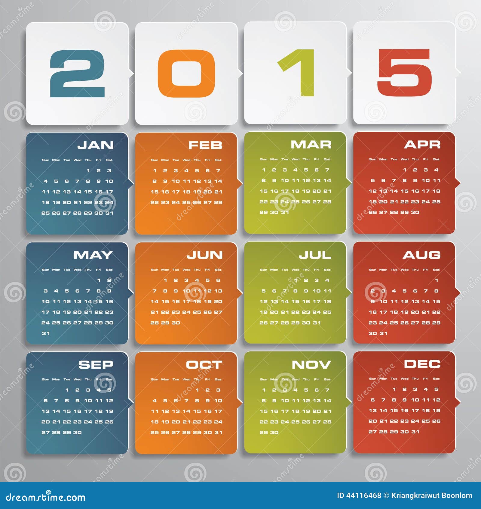 Calendario Editable Simple 2015 Del Vector Ilustración del Vector ...