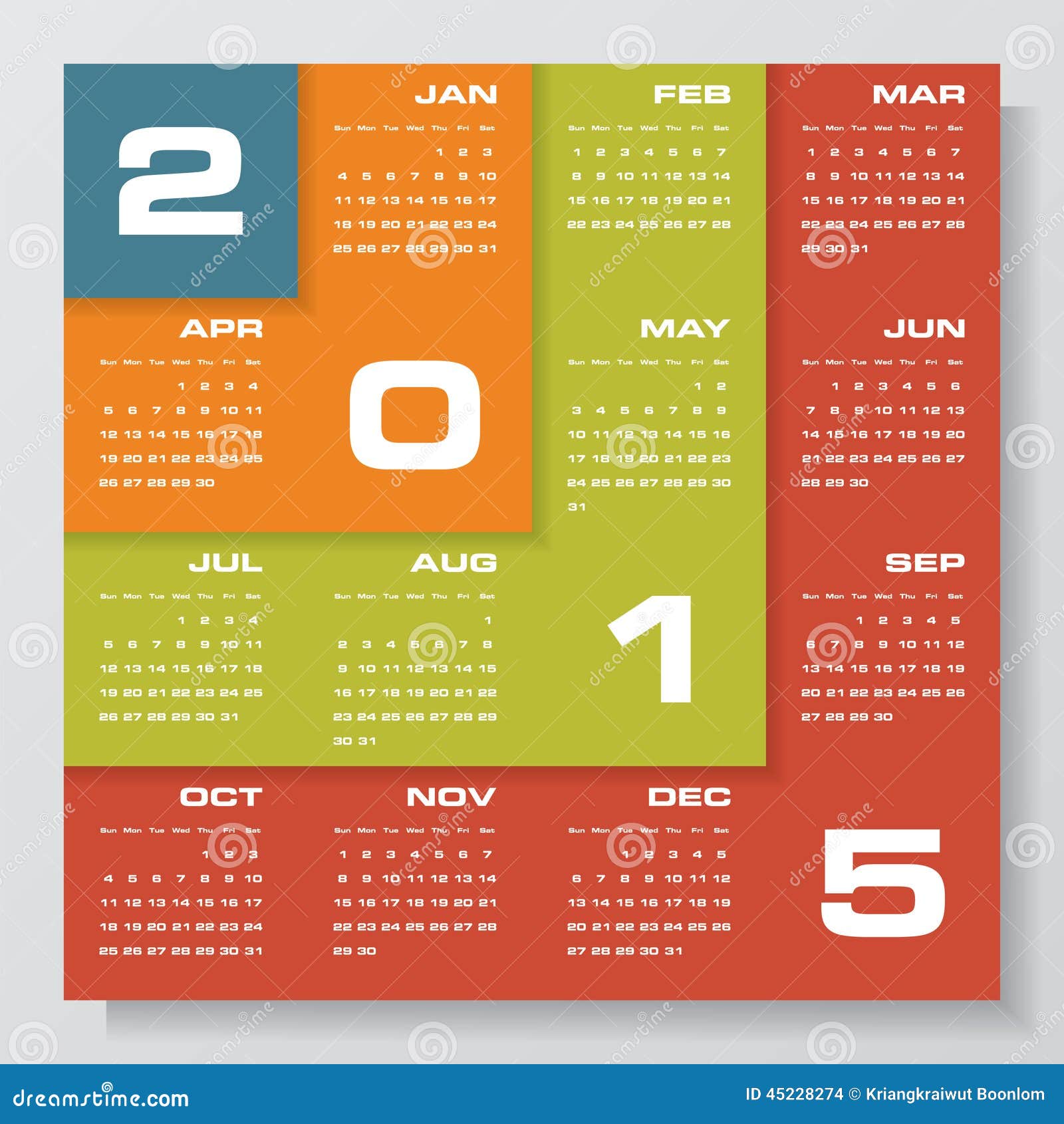 Calendario Editable Simple 2015 Del Vector Ilustración del Vector ...