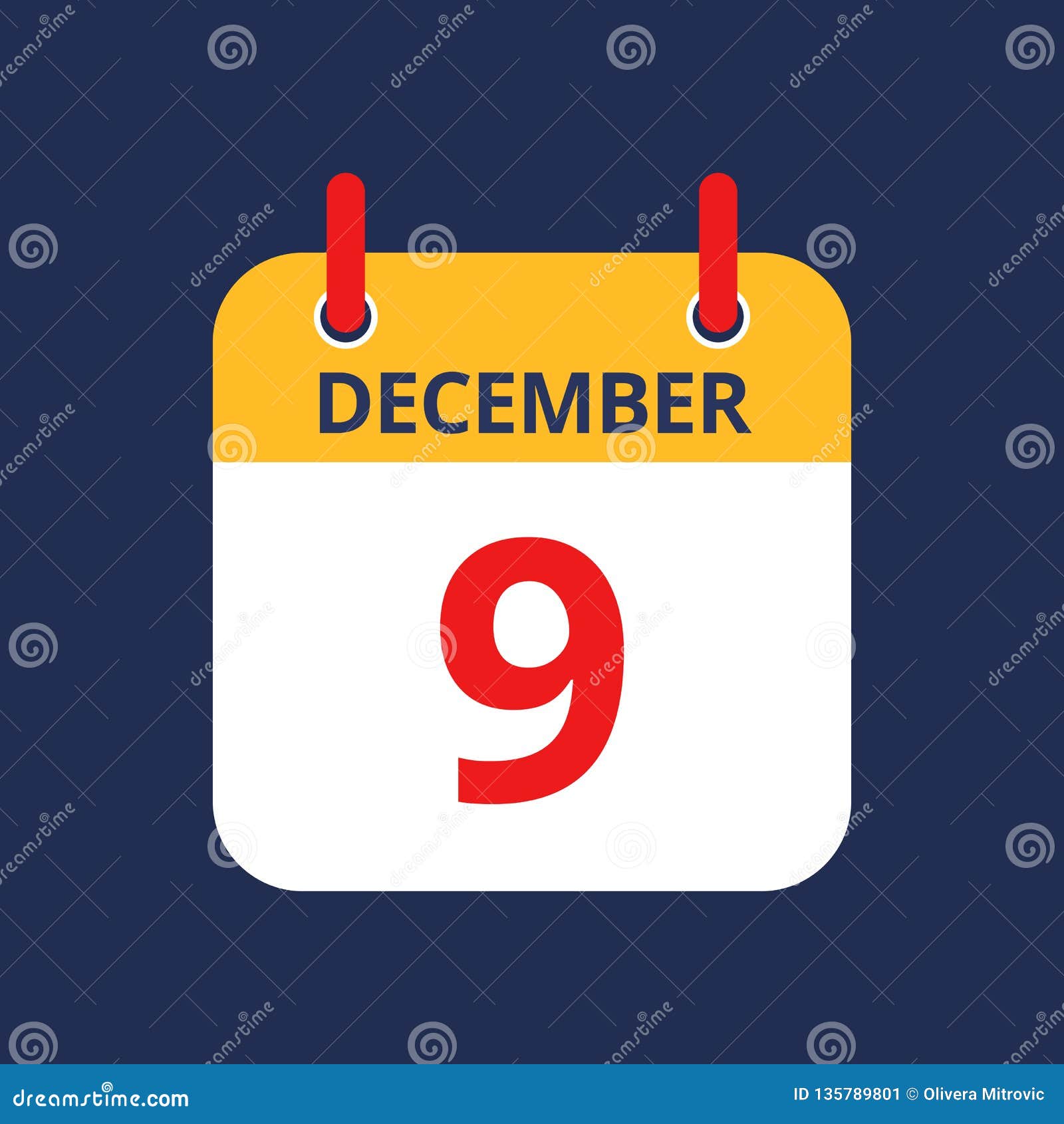 Calendario El 9 De Diciembre Ilustración del Vector - Ilustración de ...